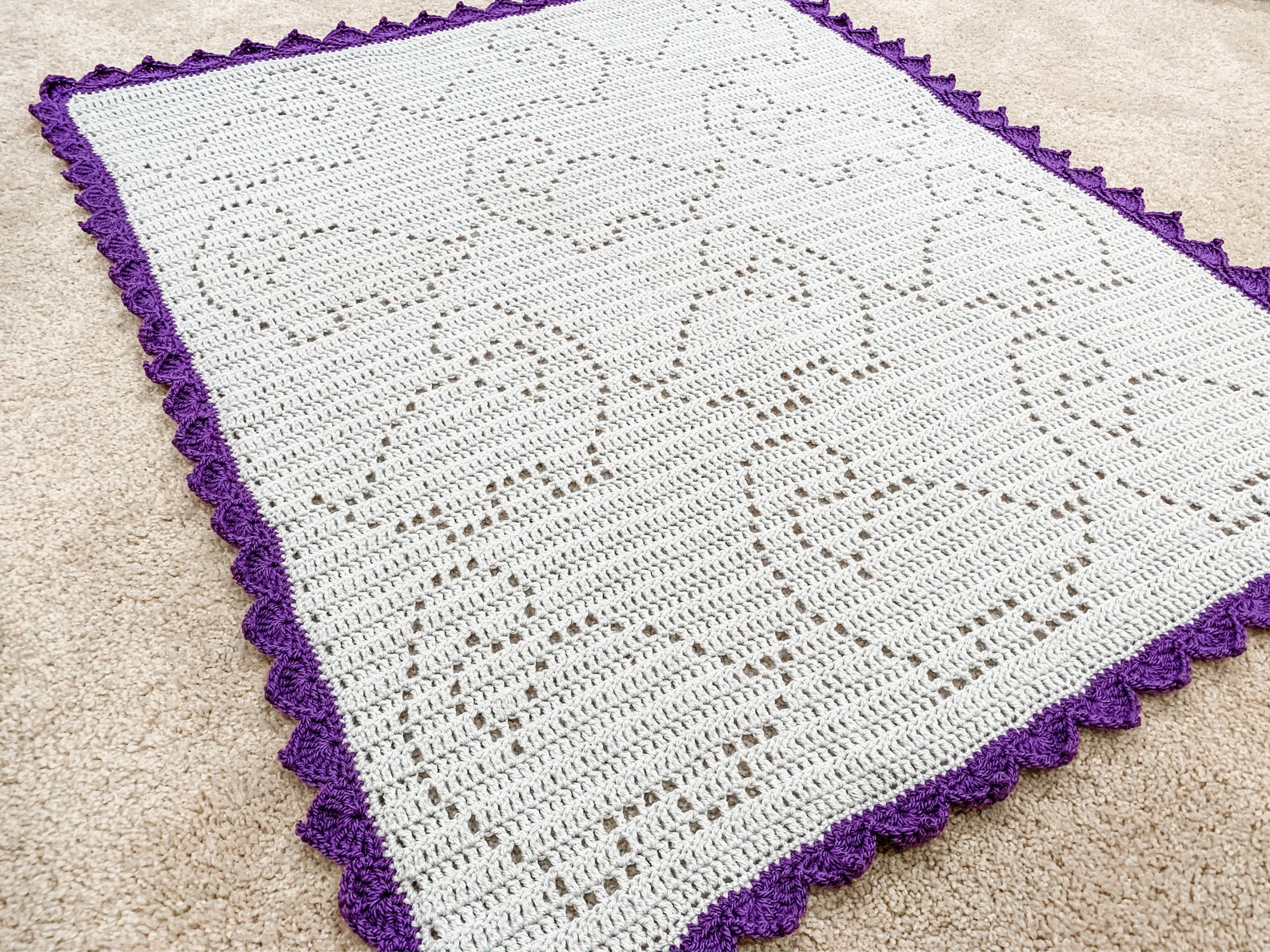 Littlefoot Blanket Filet Crochet Blanket Pattern Baby - Etsy