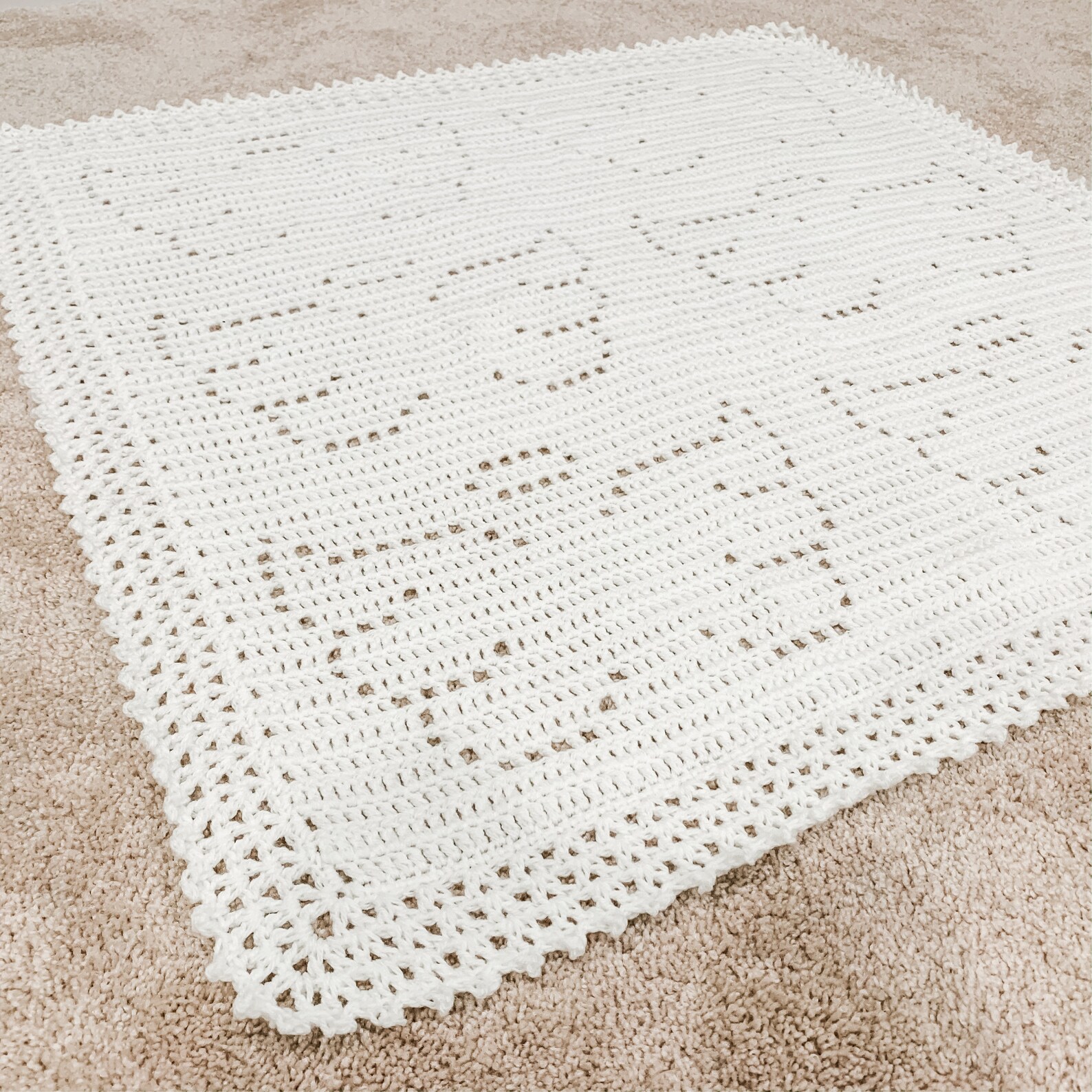 Angel Blanket Filet Crochet Blanket Pattern Baby Blanket | Etsy