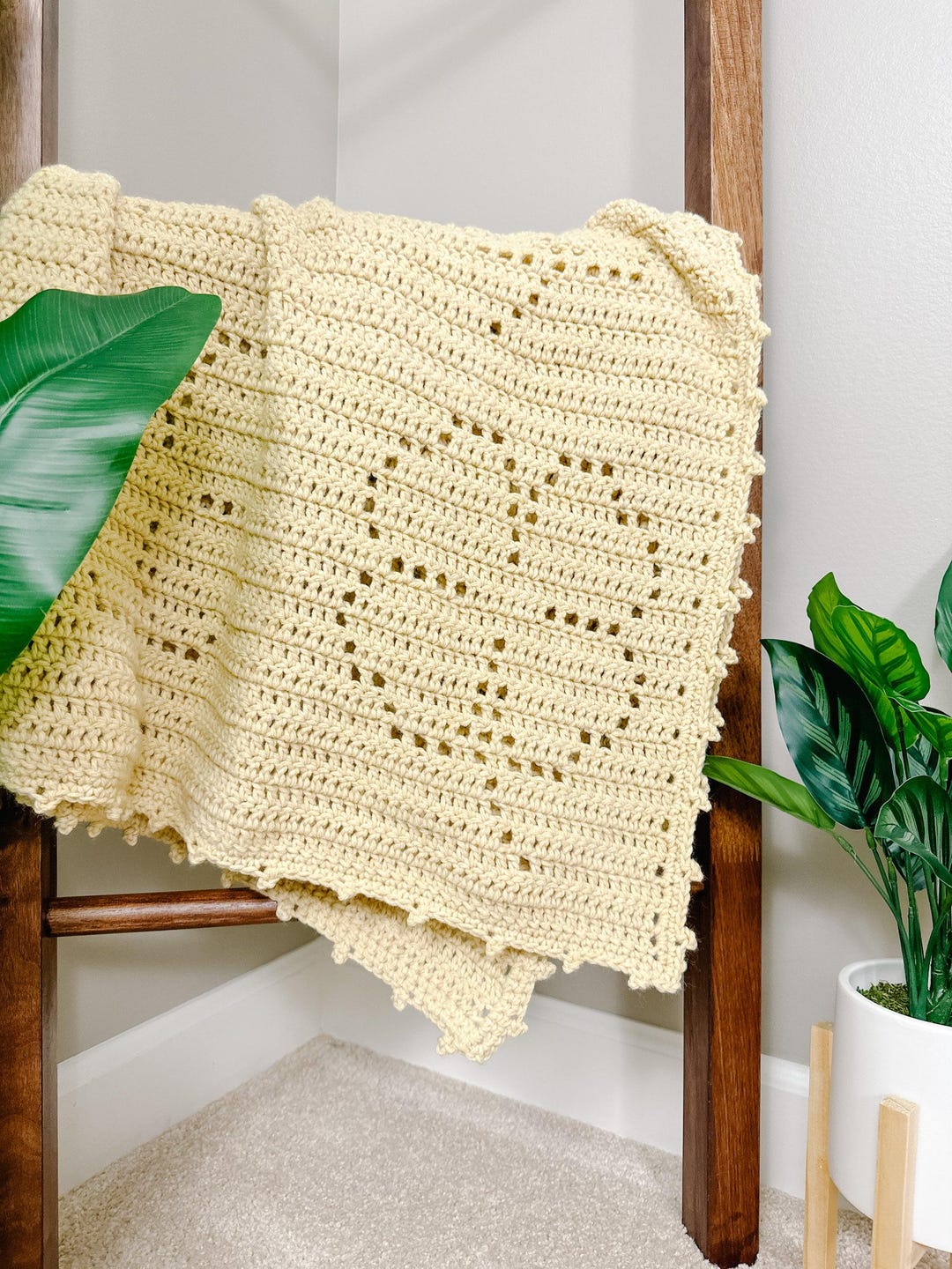 Filet Crochet Baby Blanket Pattern | Easy Crochet Pattern for Beginner ...