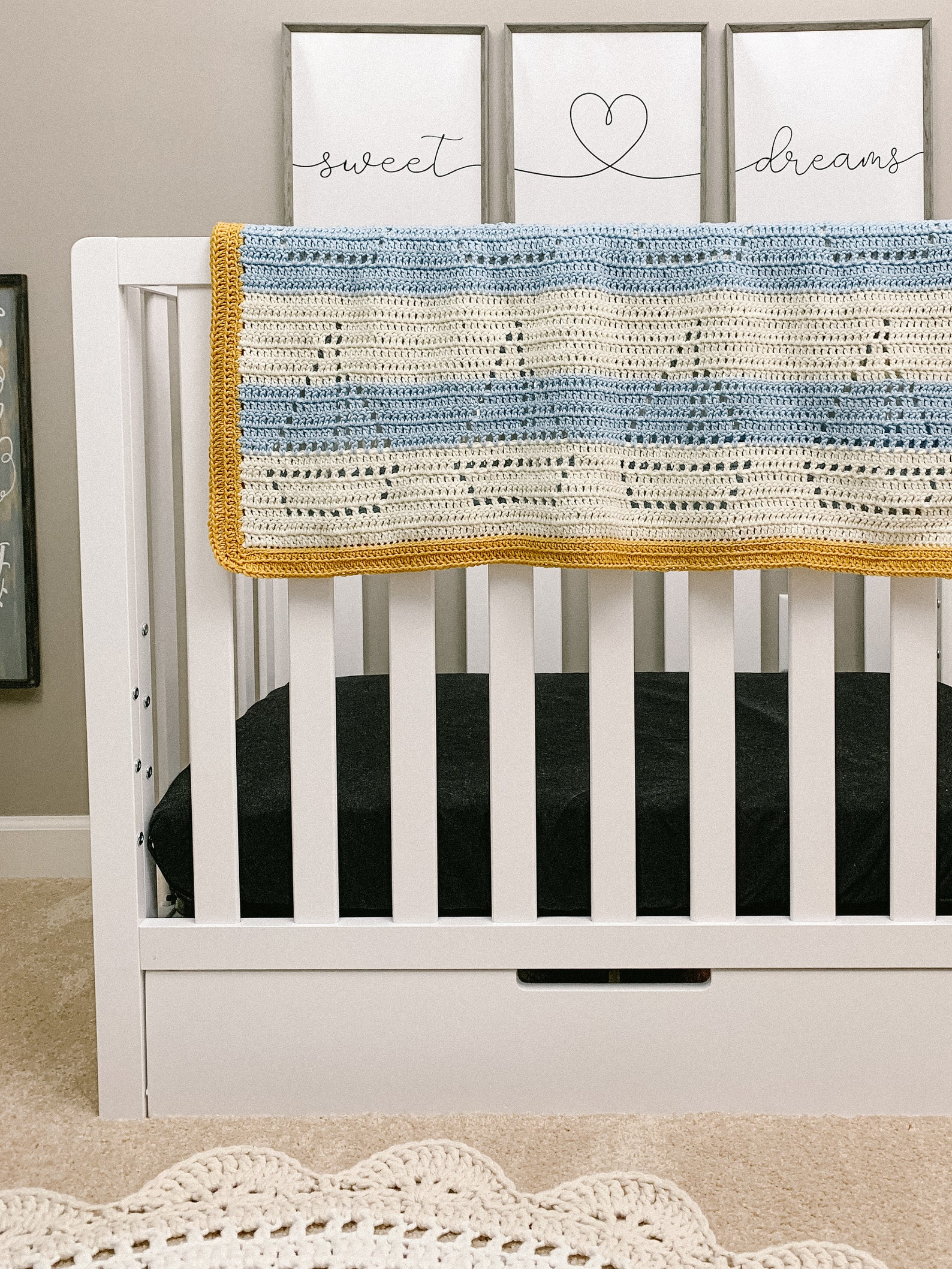 Crew Blanket Filet Crochet Blanket Pattern Baby Blanket - Etsy