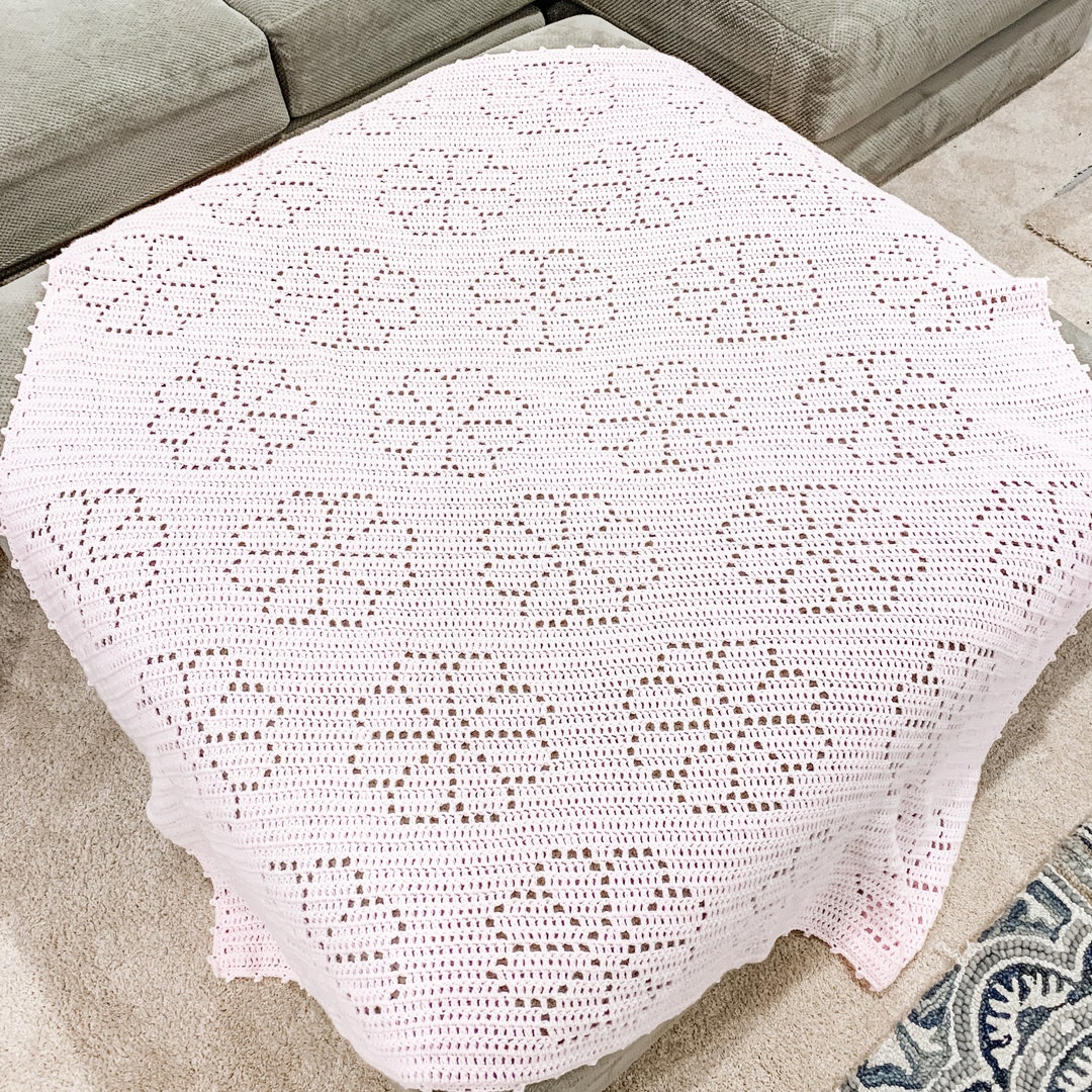 Fleur Blanket Filet Crochet Blanket Pattern Baby Blanket Crochet ...