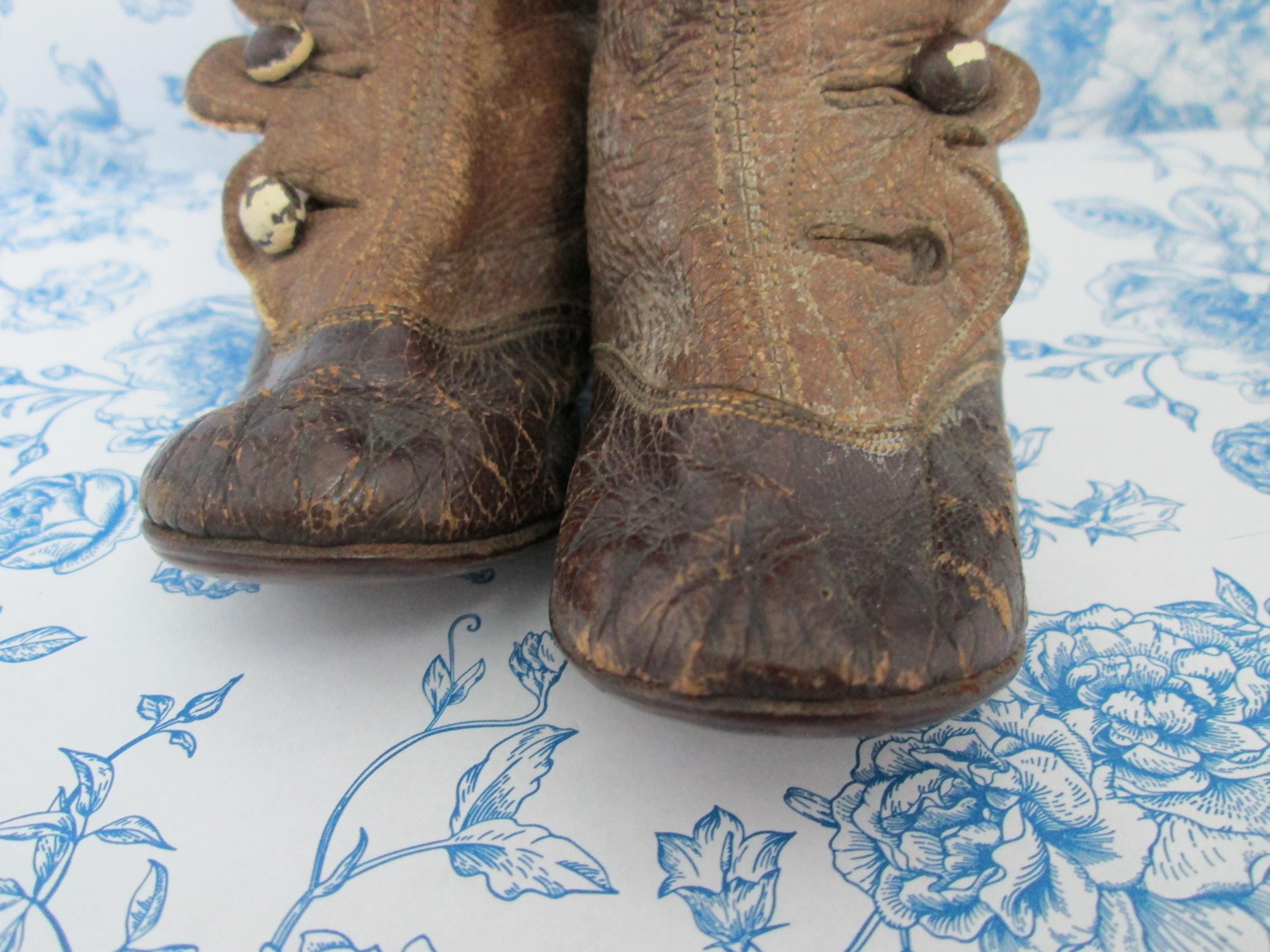 Antique Victorian Leather Children Toddler Shoes - Doll Accessories - Etsy