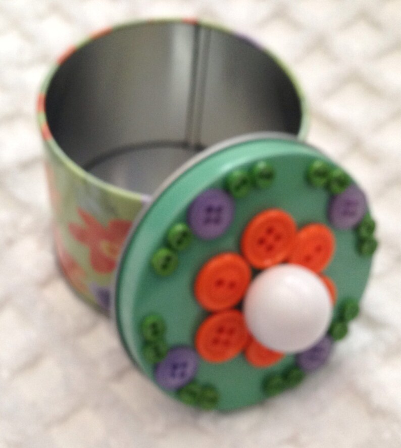 3 Circular Tin With Button Detail - Etsy