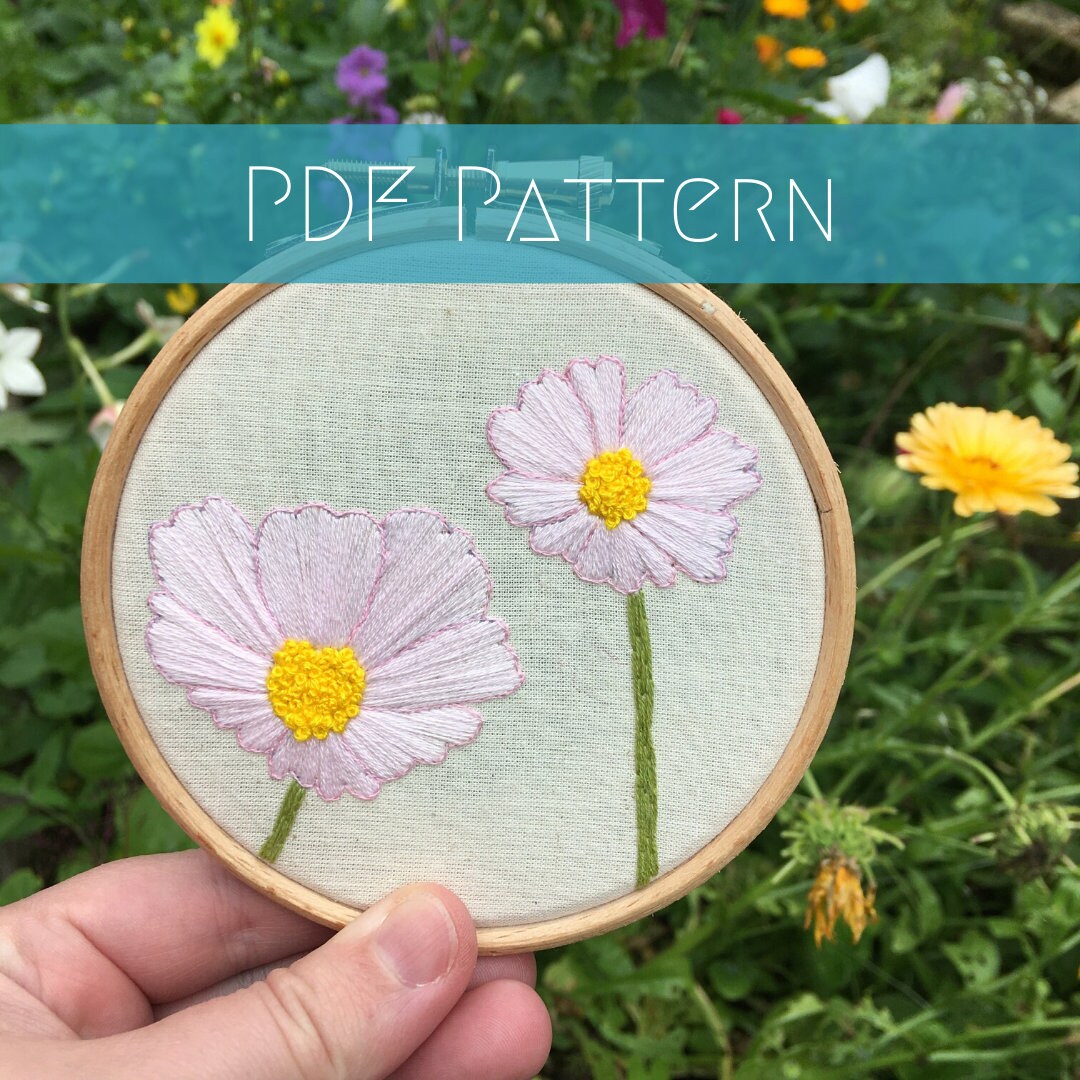 Cosmos Embroidery PDF Pattern and Guidance - Etsy