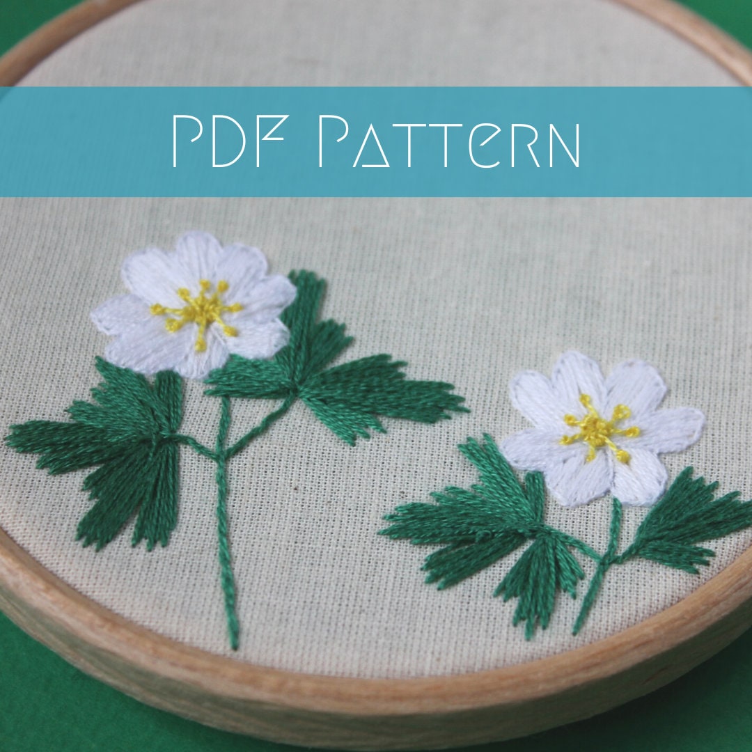Wood Anemone Embroidery Pattern, Needlework for Beginners, Modern Craft ...