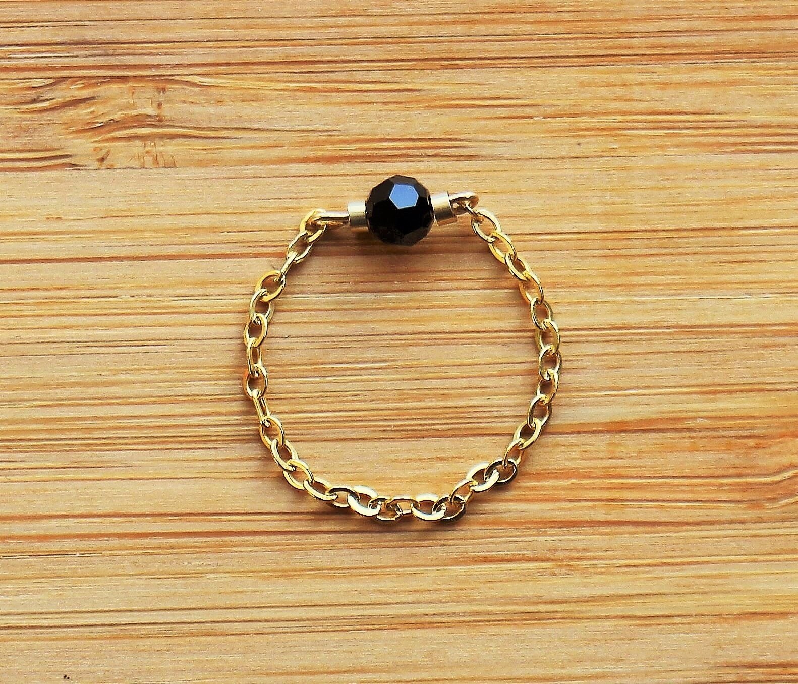 Ring 14 K Gold Plated Chain Pearl Swarovski Elements - Etsy