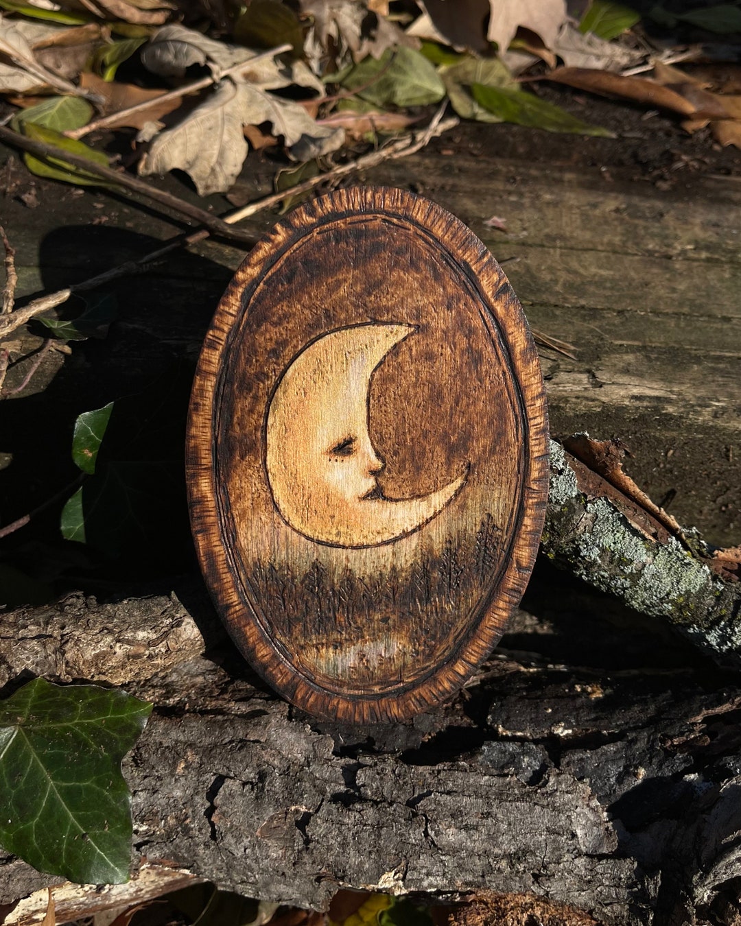 Crescent Moon Original Wood Burned Wall Decor - Etsy