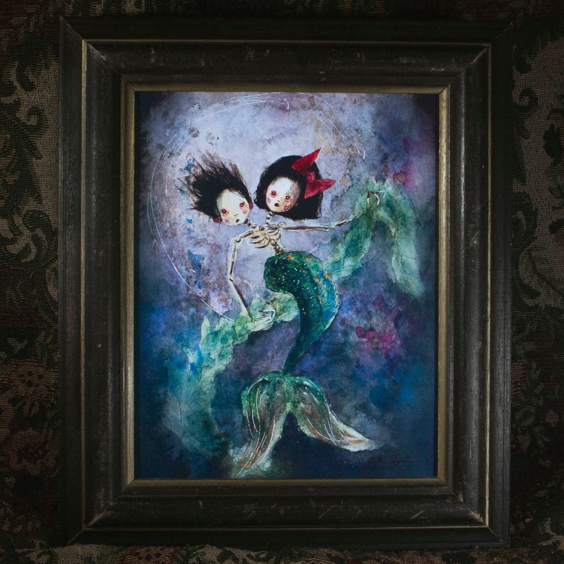Skeletal Mermaid Twins (print of My Original Painting) - Etsy