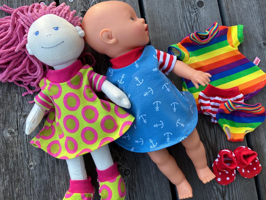 Kleidung für Puppen Gr. 30 cm Puppenkleidung Kleid Schlüppi Schühchen ...