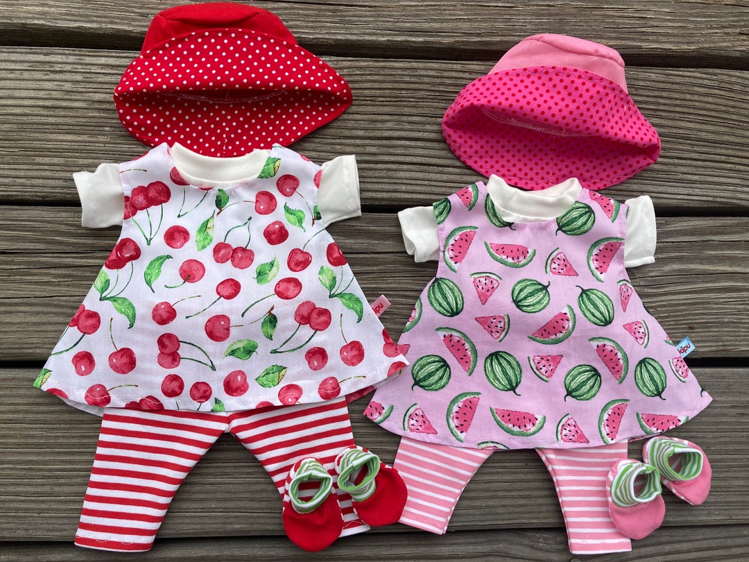 Puppenkleidung Gr. 43 cm passend für newborn Baby Puppen " Kirschen ...
