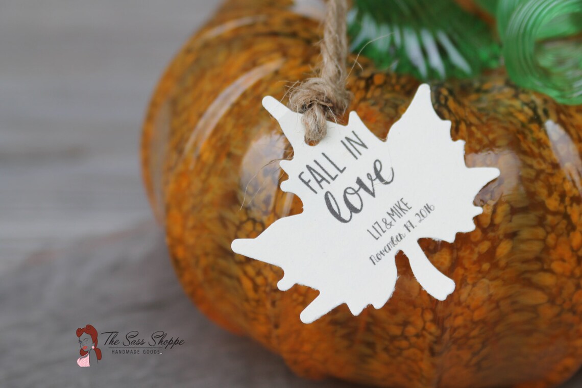 Fall in Love Leaf Shaped Favor Tag for Fall Rustic Vintage | Etsy