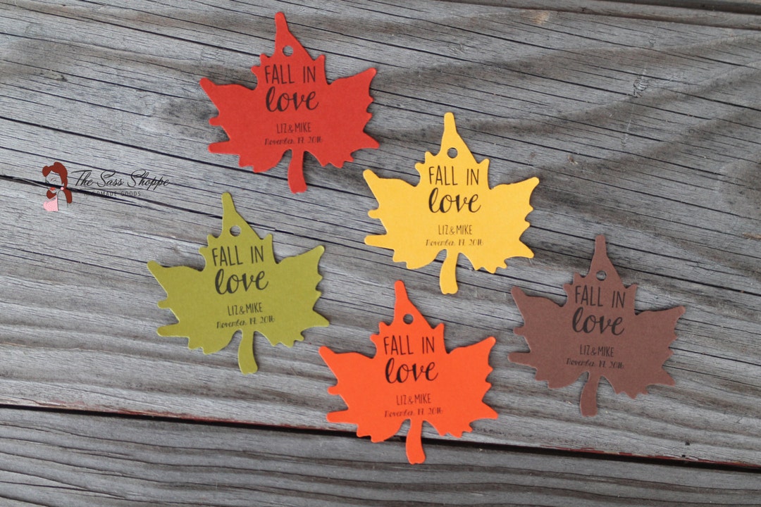 Fall in Love Leaf Shaped Favor Tag for Fall Rustic Vintage - Etsy