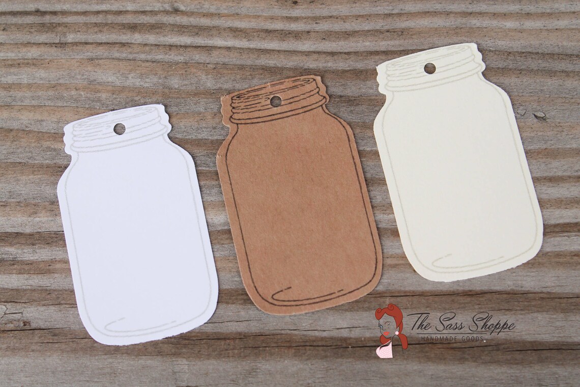 Blank Mason Jar Shaped Favor Tag for Rustic Vintage or - Etsy
