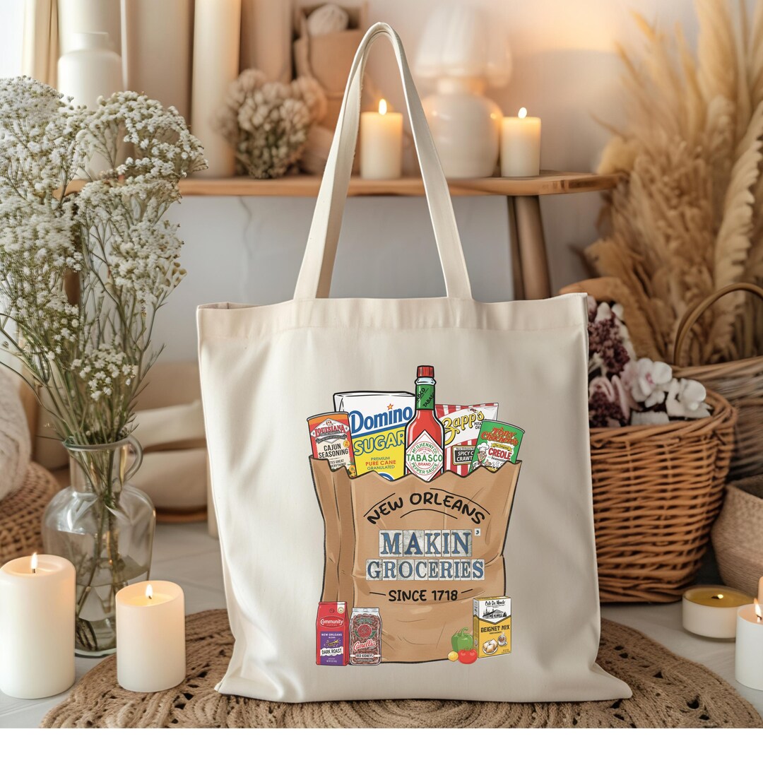 New Orleans Makin Groceries Canvas Tote Bag, Nola Shopping Bag - Etsy