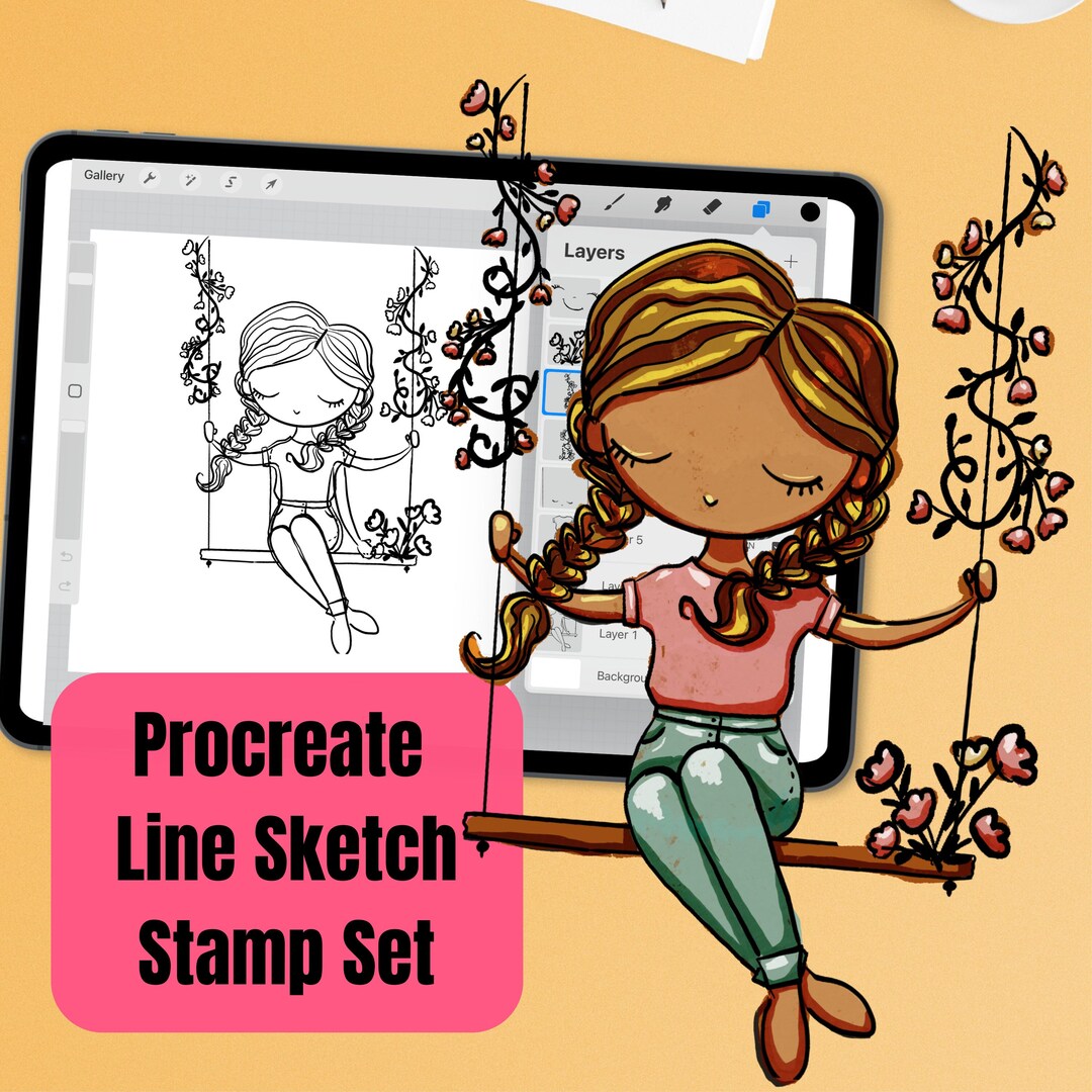 Procreate Lines Sketch Stamp Set, Procreate Brushes, Drawing Kids, Cute ...