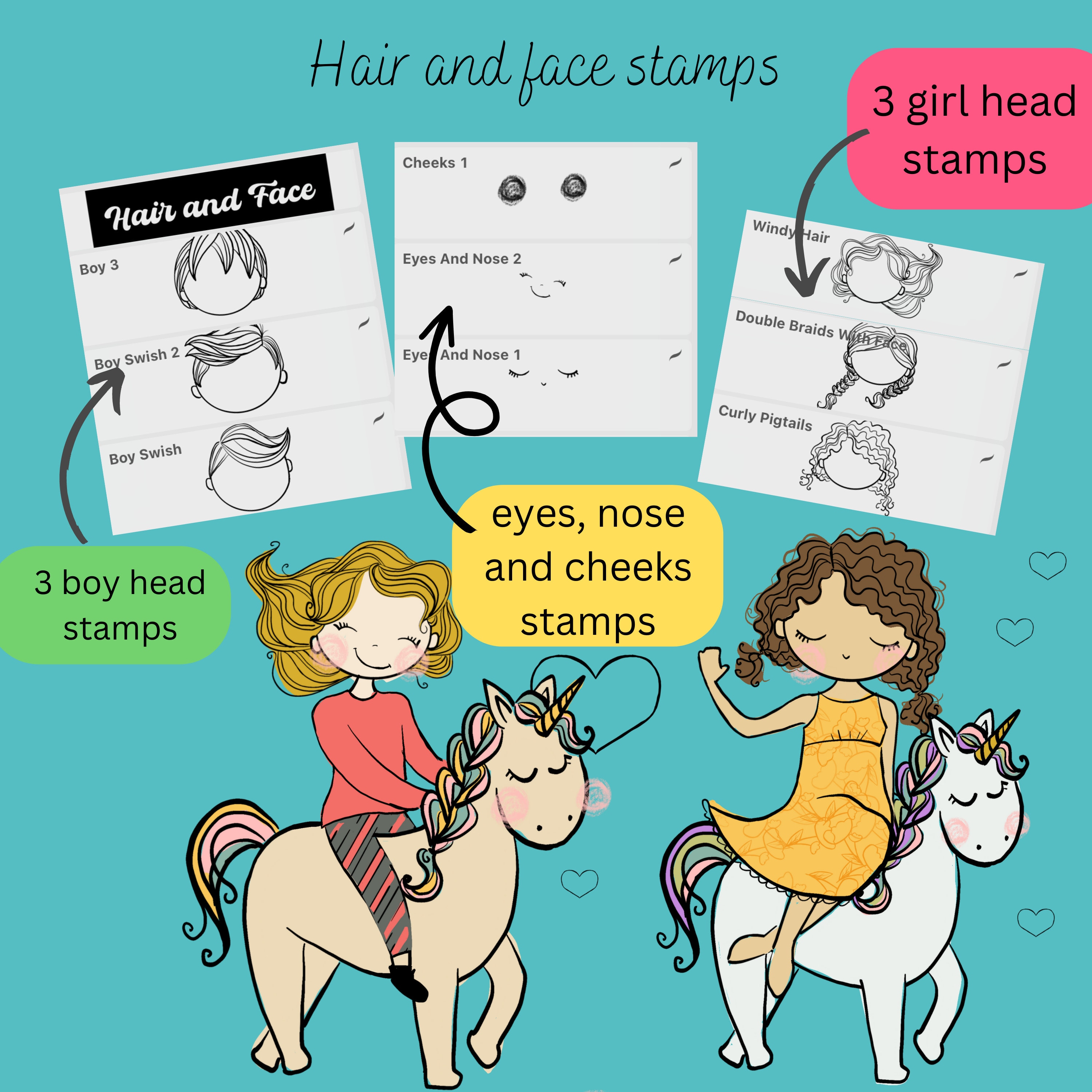 Procreate Lines Sketch Stamp Set, Procreate Brushes, Drawing Kids, Cute ...