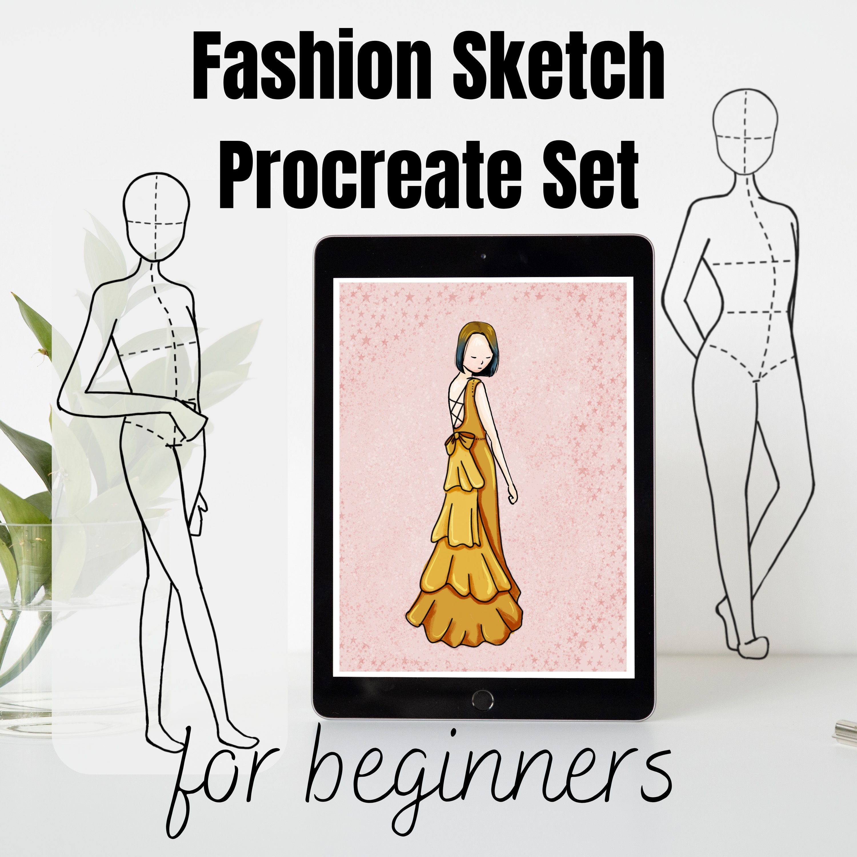 Fashion Sketch Procreate Stamp Set, Young Teen Beginner, Cartoonish ...