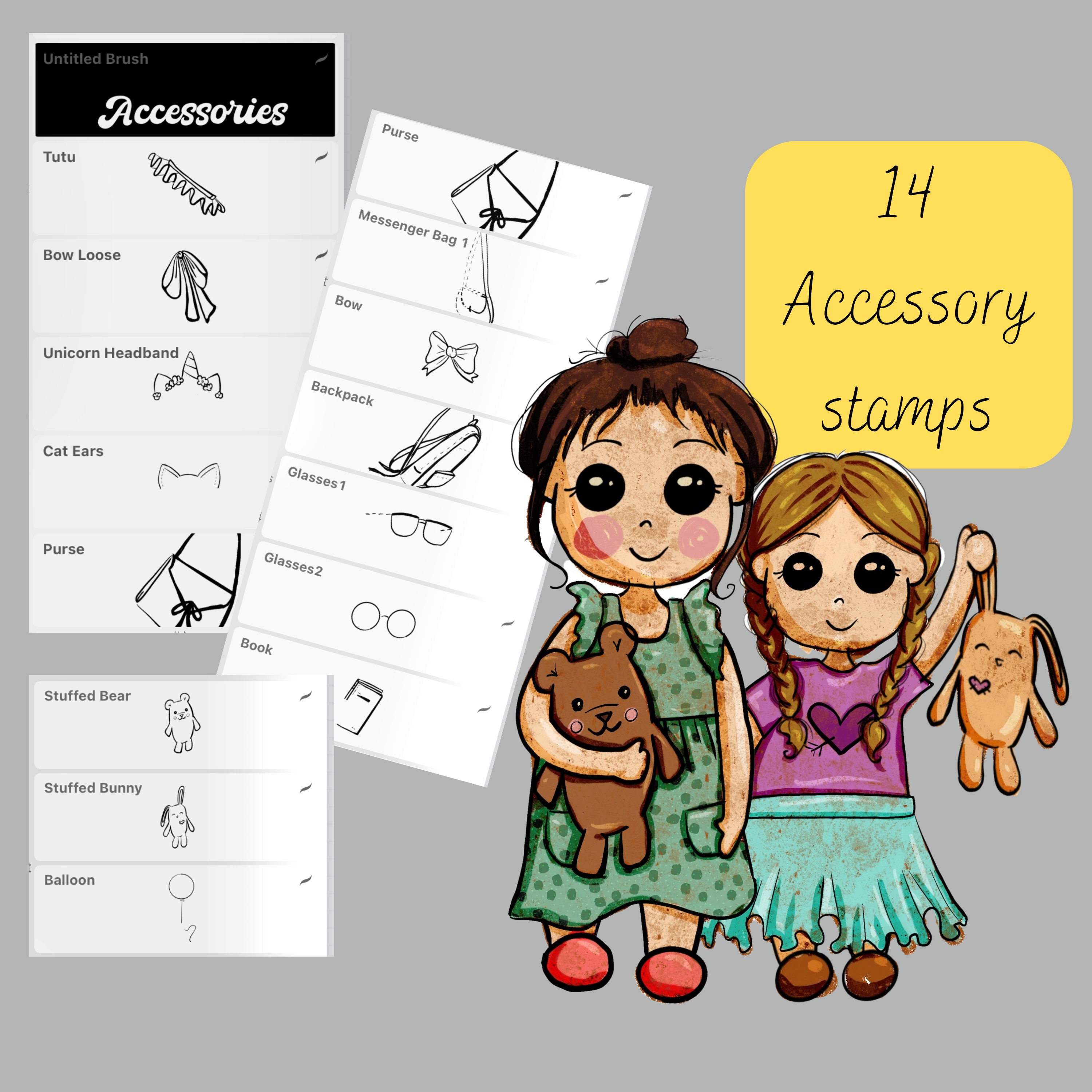 Easy Cute Kids Stamp Set Procreate Body Stamps Procreate - Etsy