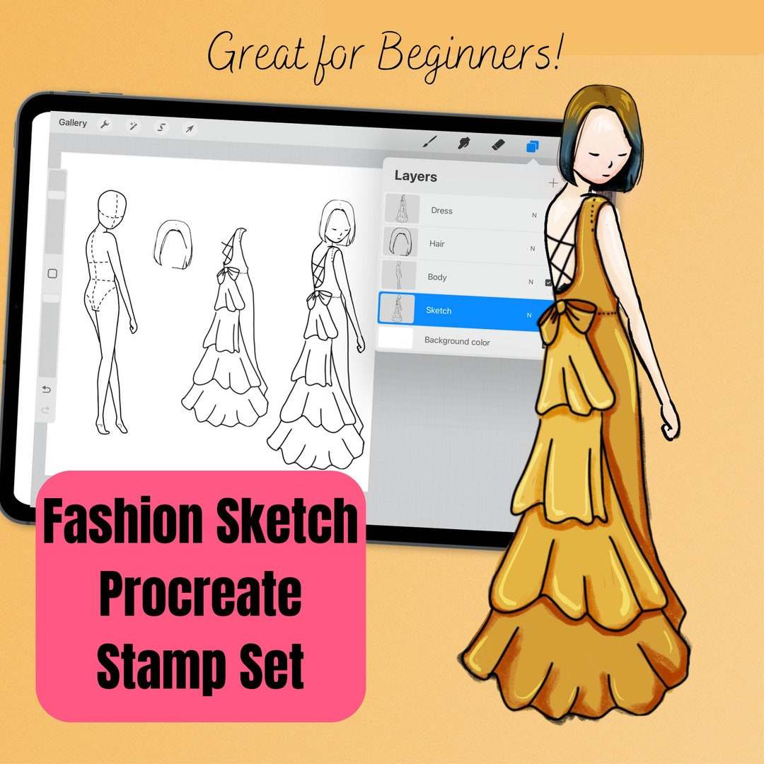 Fashion Sketch Procreate Stamp Set, Young Teen Beginner, Cartoonish ...