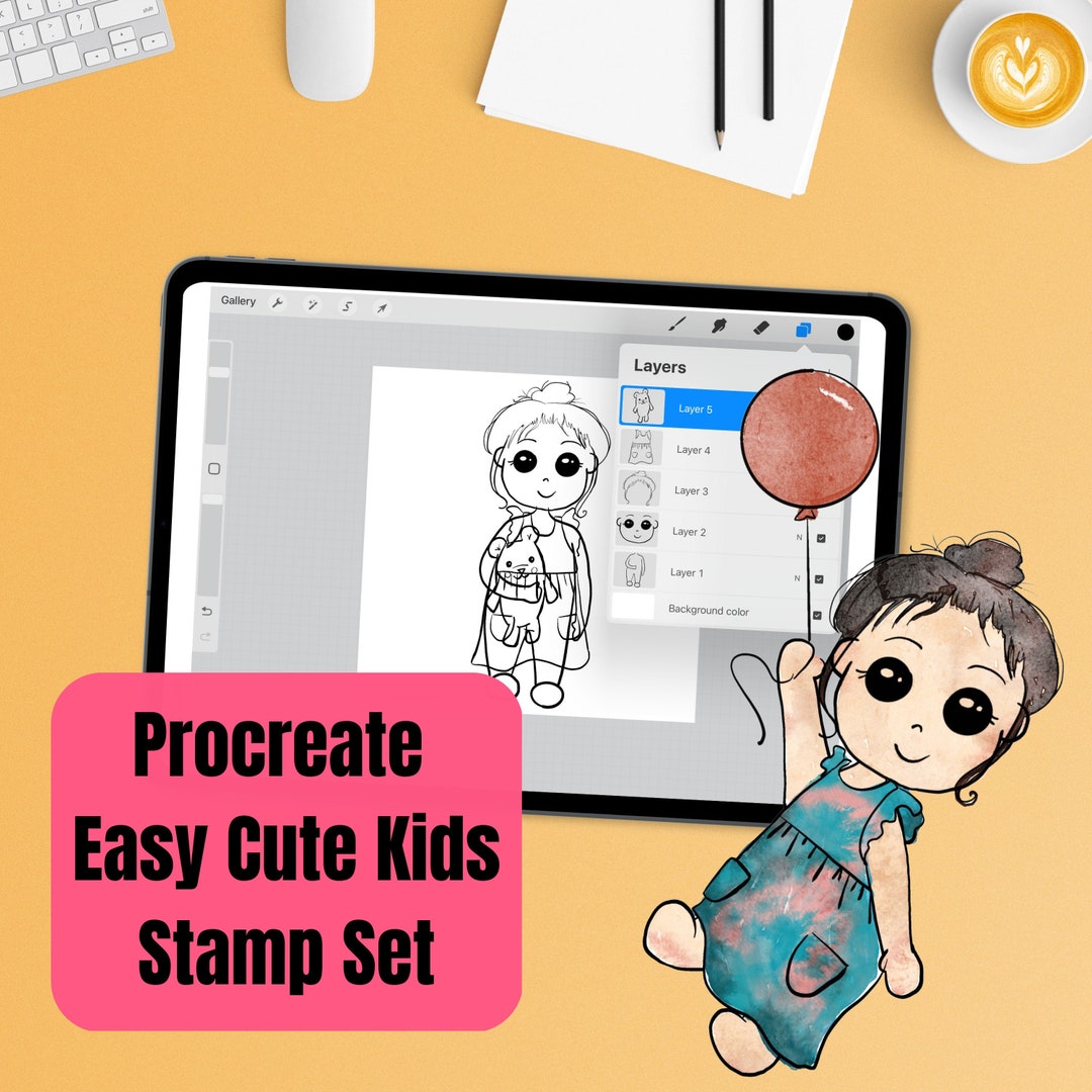 Easy Cute Kids Stamp Set, Procreate Body Stamps, Procreate Heads ...