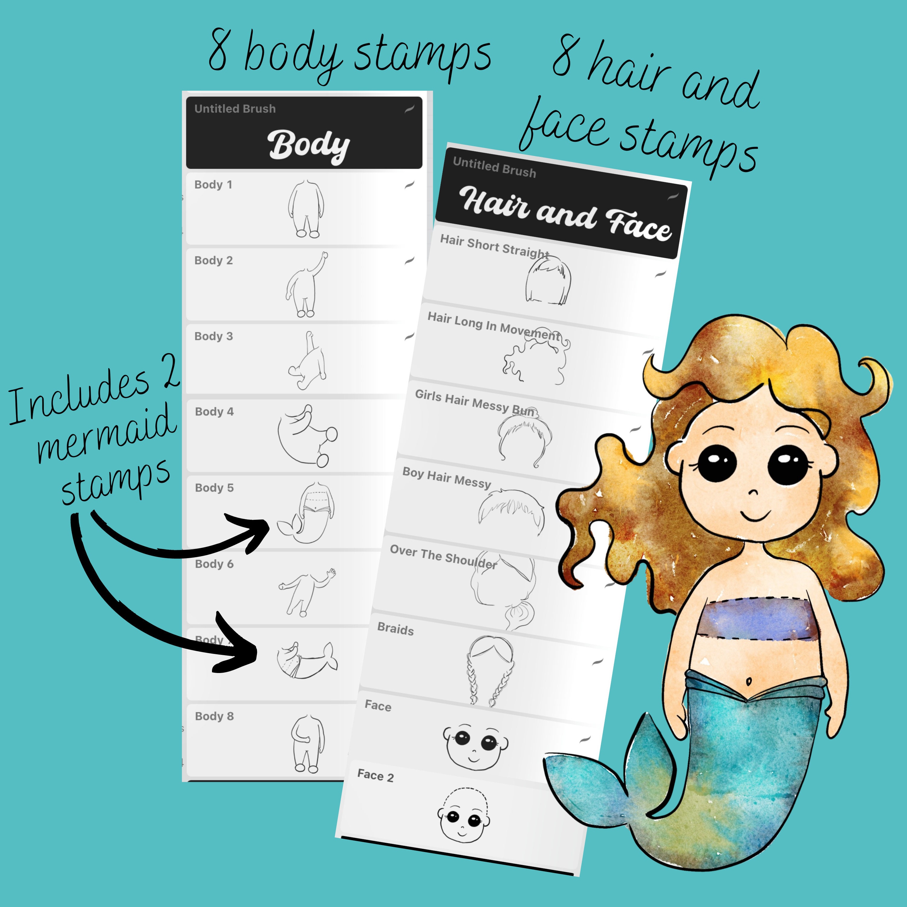 Easy Cute Kids Stamp Set Procreate Body Stamps Procreate - Etsy