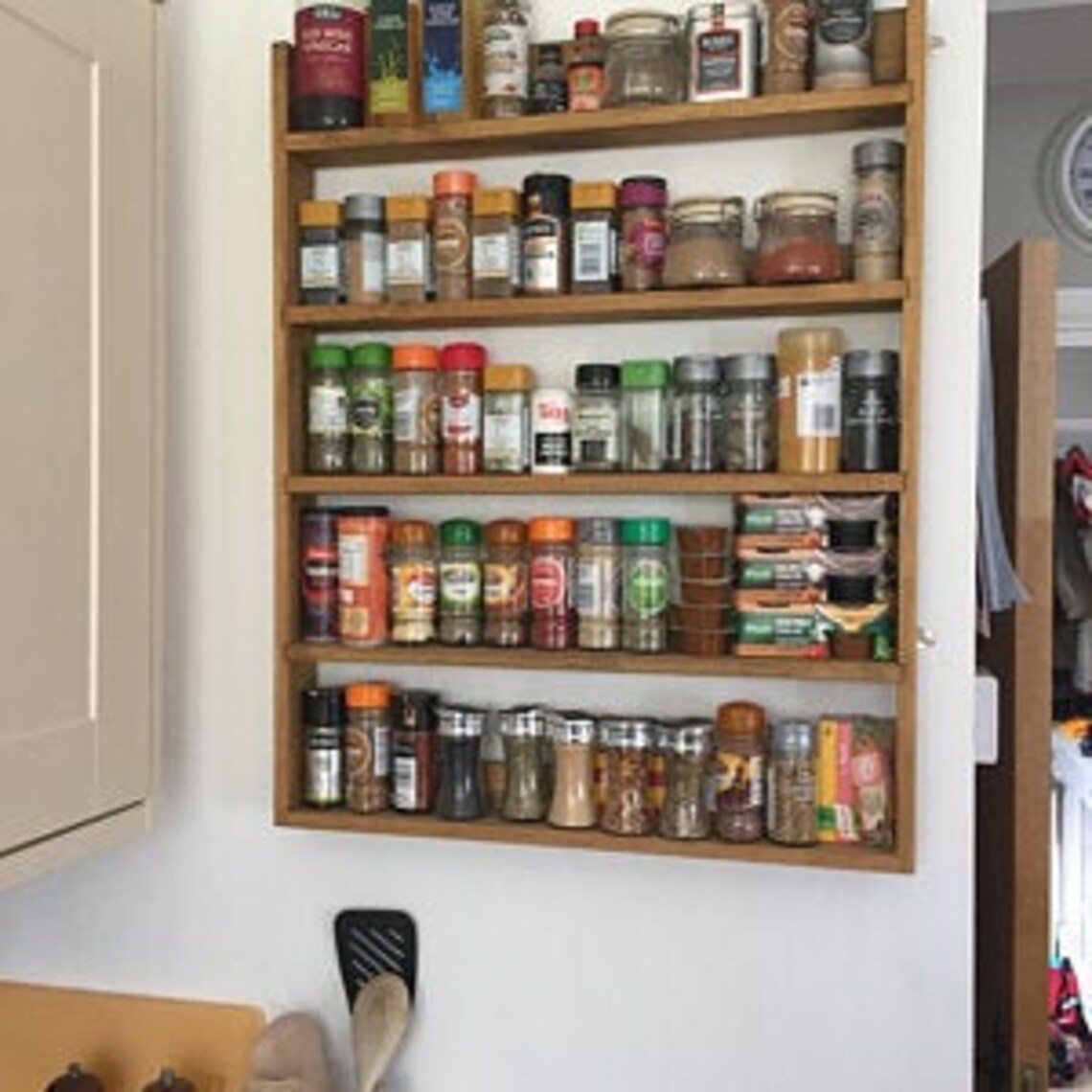 Handmade Rustic Spice Rack 5 Shelves Reclaimed Wood Kitchen | Etsy