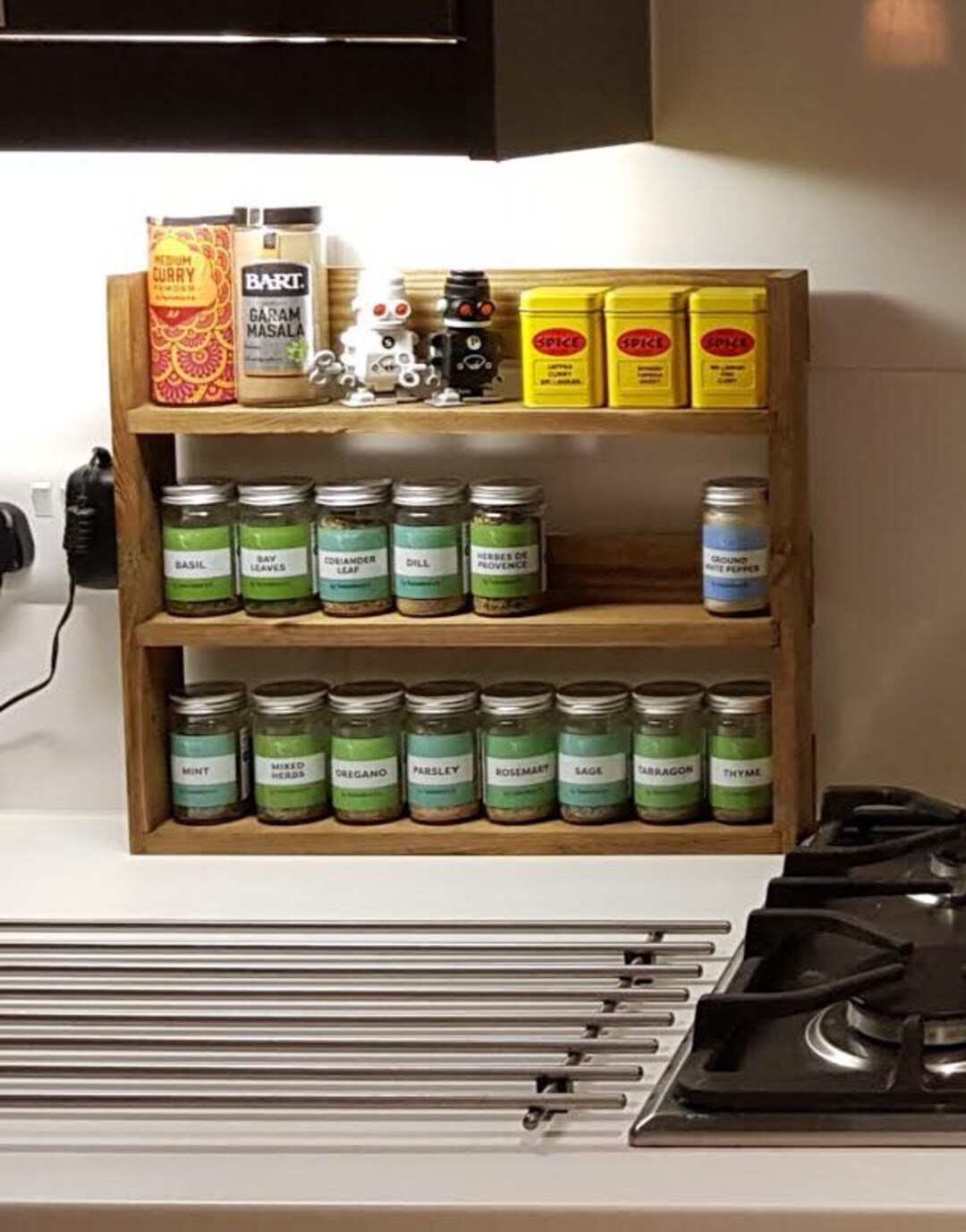 Handmade Rustic Spice Rack 2/3/4/5 Shelves Wooden Kitchen - Etsy