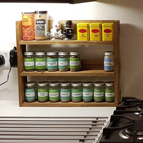 Handmade Rustic Spice Rack 5 Shelves Reclaimed Wood Kitchen - Etsy UK