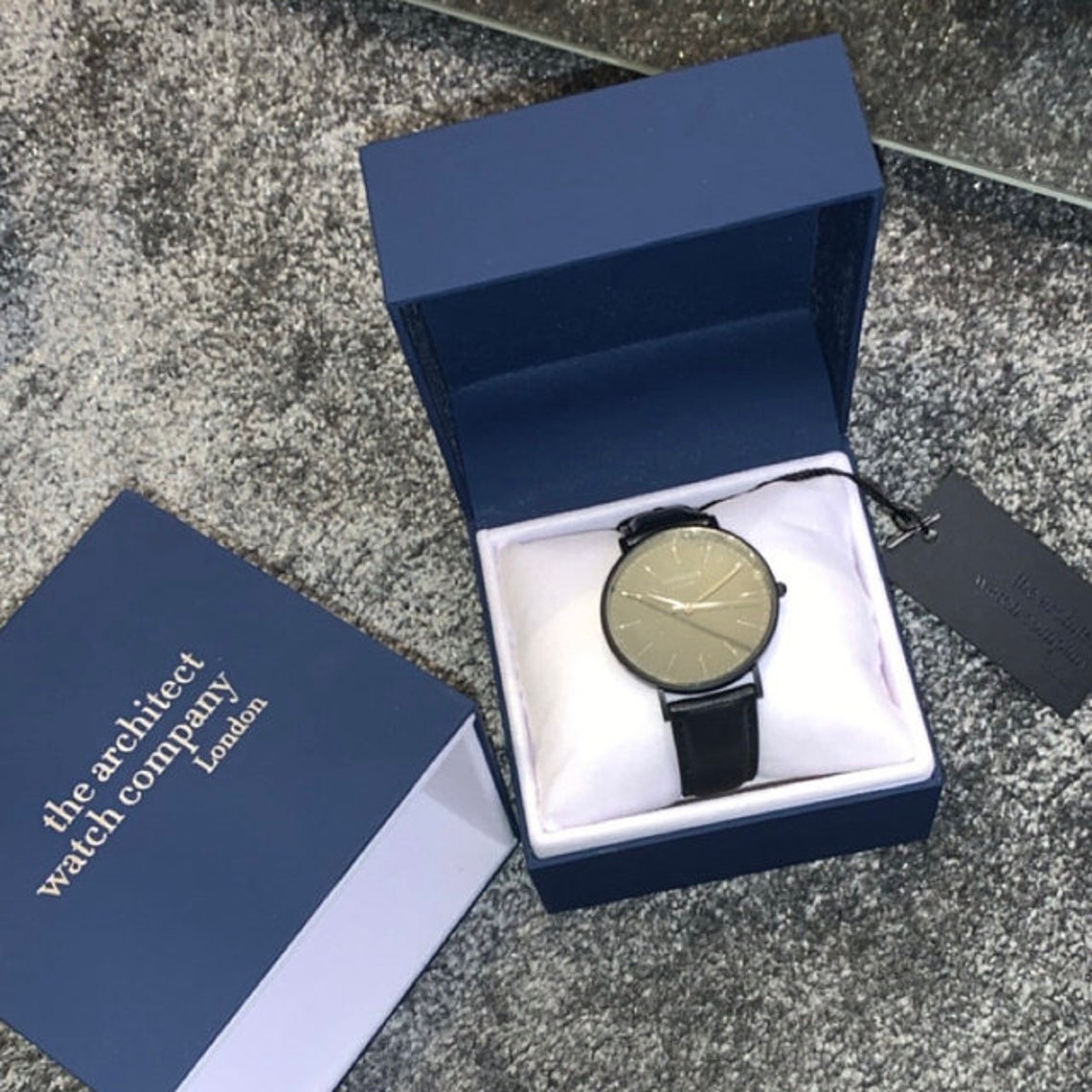 Men's Personalized Minimalist Watch Jet Black Leather | Etsy