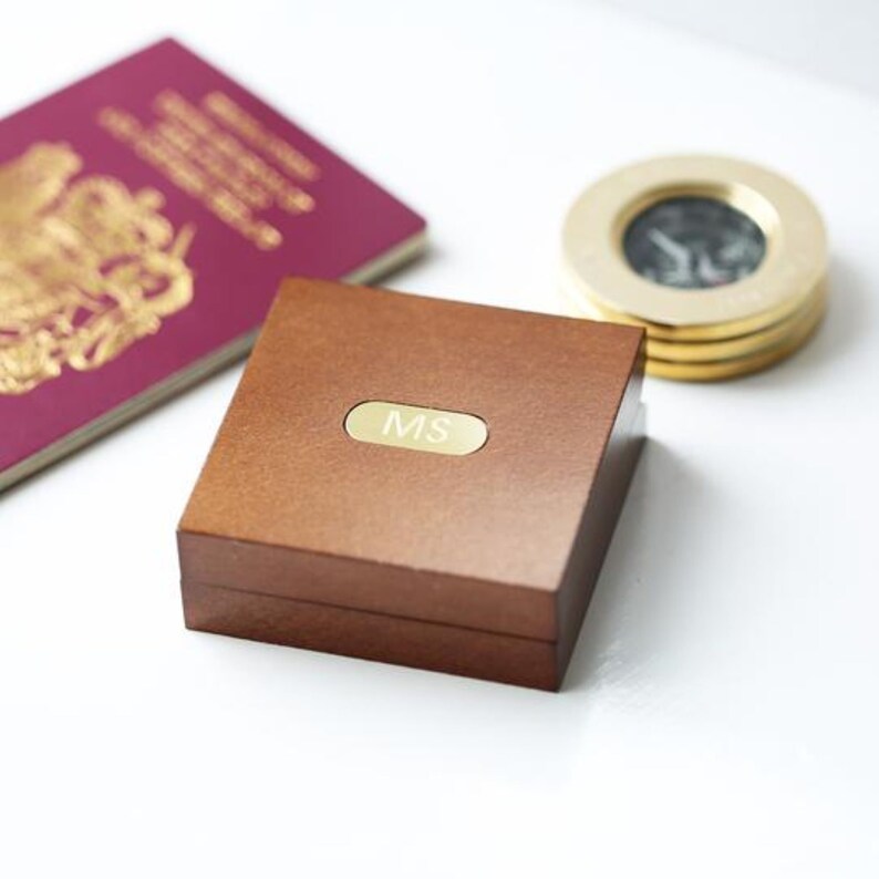 Personalized Compass in Wooden Monogram Presentation Box - Etsy