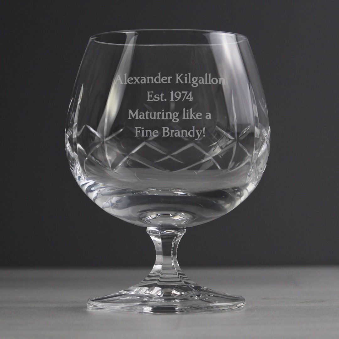 Personalised Crystal Cut Brandy Glass, Engraved Small Glass, Gift for ...