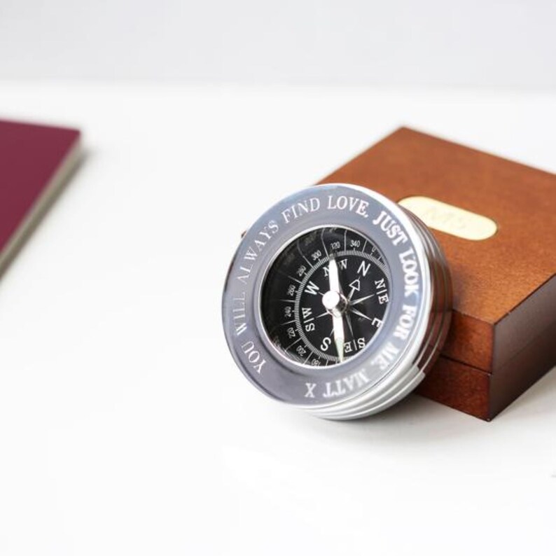 Personalized Compass in Wooden Monogram Presentation Box - Etsy