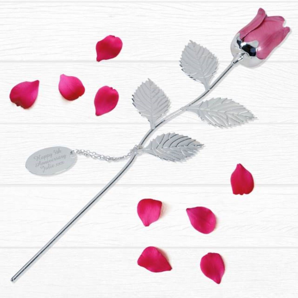 Personalized Engraved Silver Plated Rose Pink or Red Gift | Etsy