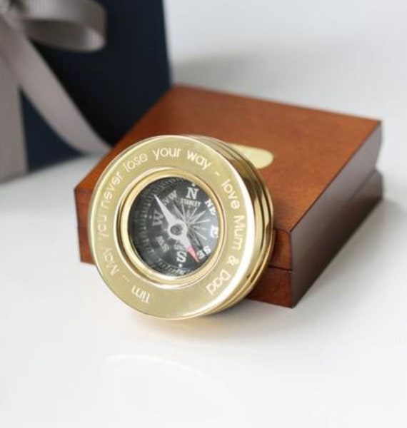 Personalized Compass in Wooden Monogram Presentation Box - Etsy