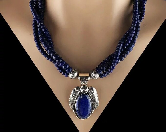 White Fox Creation: Rex Abeita Lapis Pendant on Chunky Lapis Necklace ...