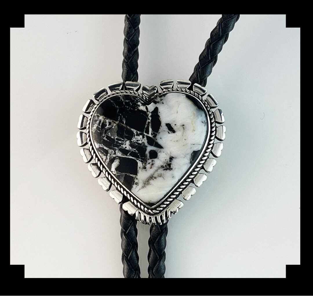 Sterling and White Buffalo Heart Bolo - Etsy