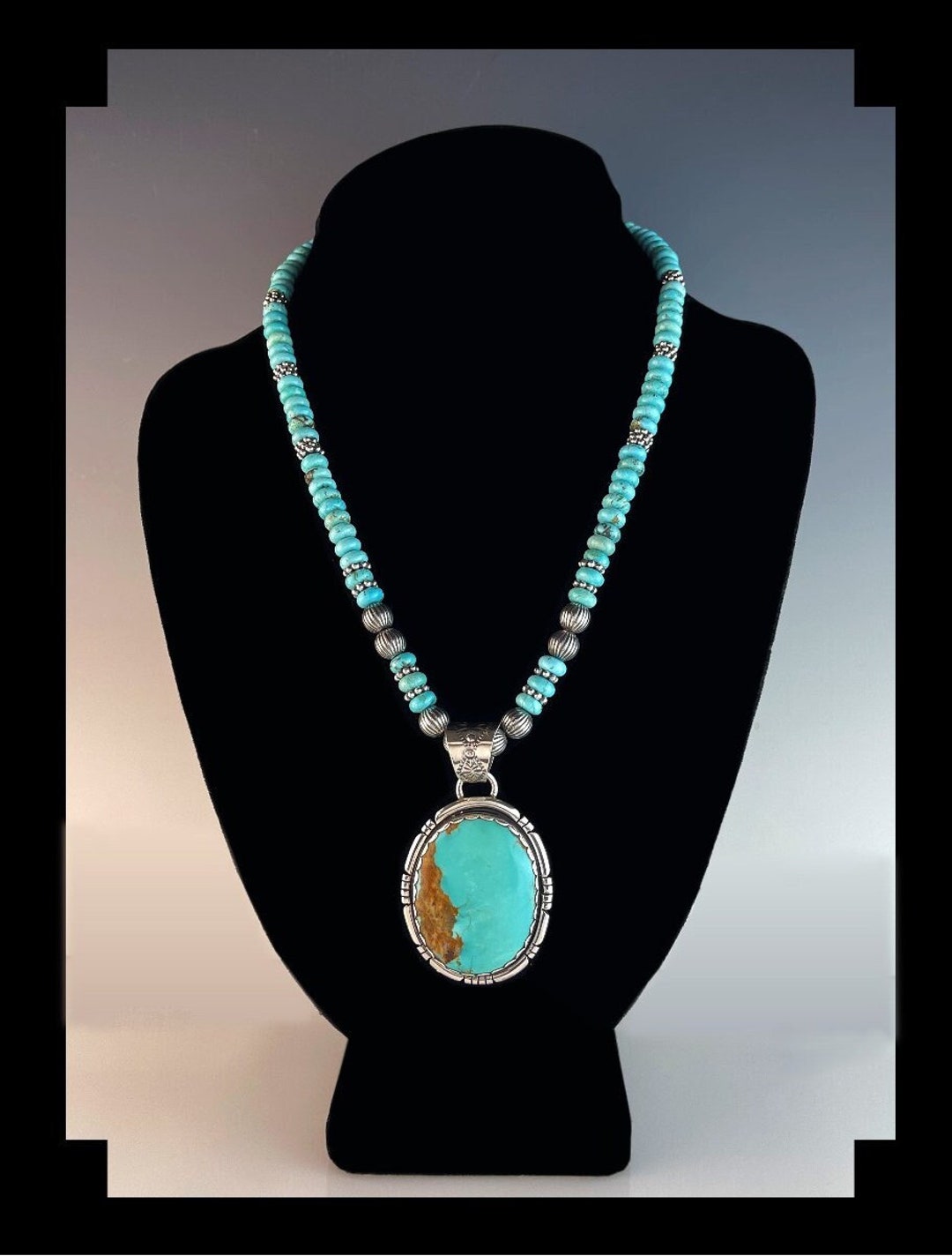 White Fox Creation: Kingman Turquoise Pendant on Turquoise Chain - Etsy