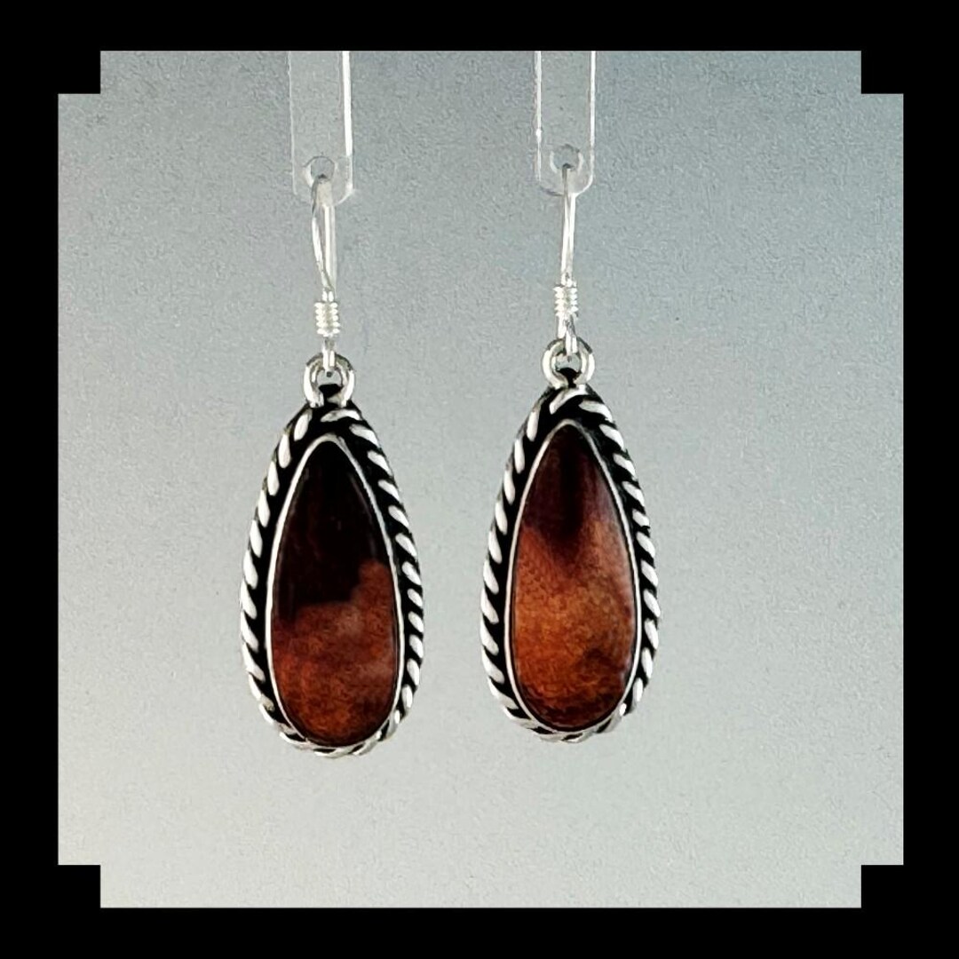 Handcrafted Sterling and Deep Rust Spiny Oyster Earrings - Etsy