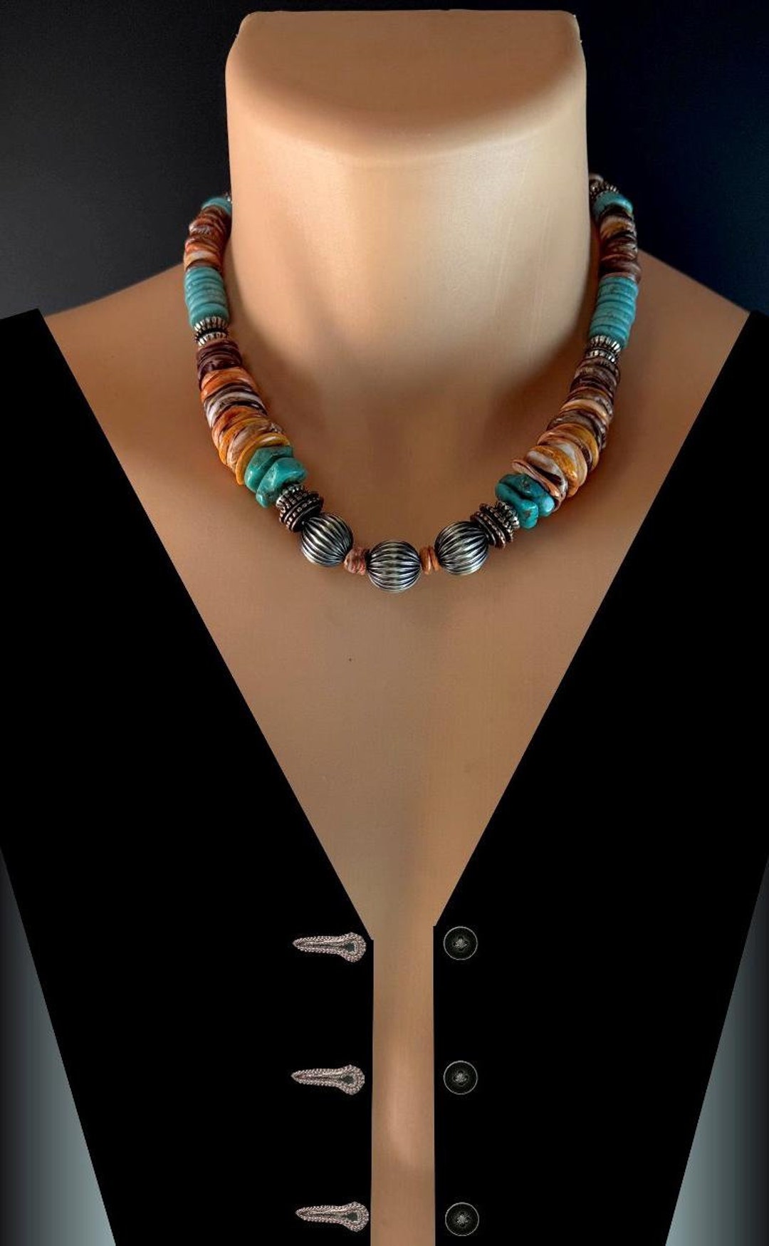 White Fox Creation: Men's Chunky Lion's Paw and Turquoise Choker - Etsy