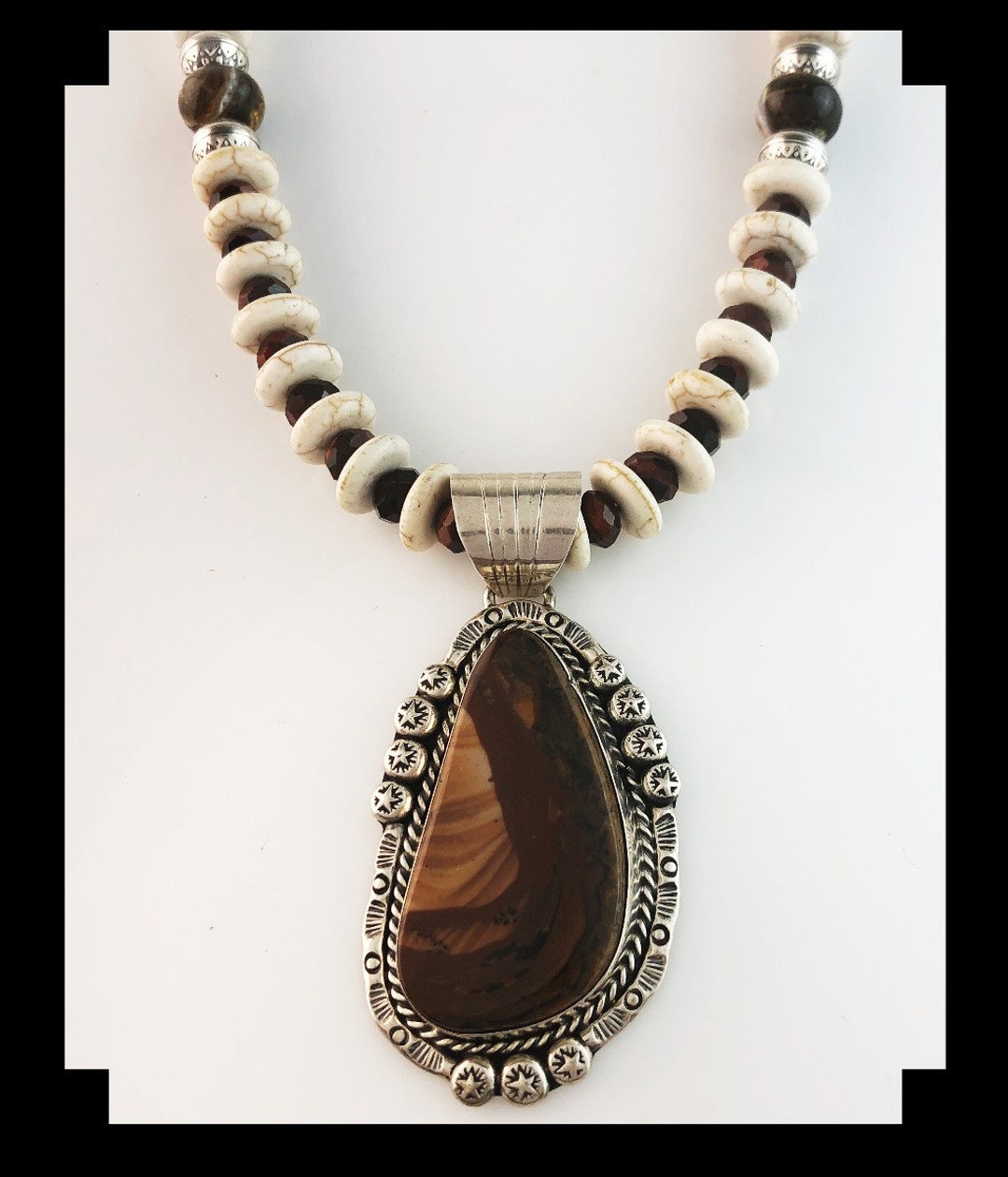 White Fox Creation: Chocolate Agate, Tiger Eye and River Stone Necklace ...