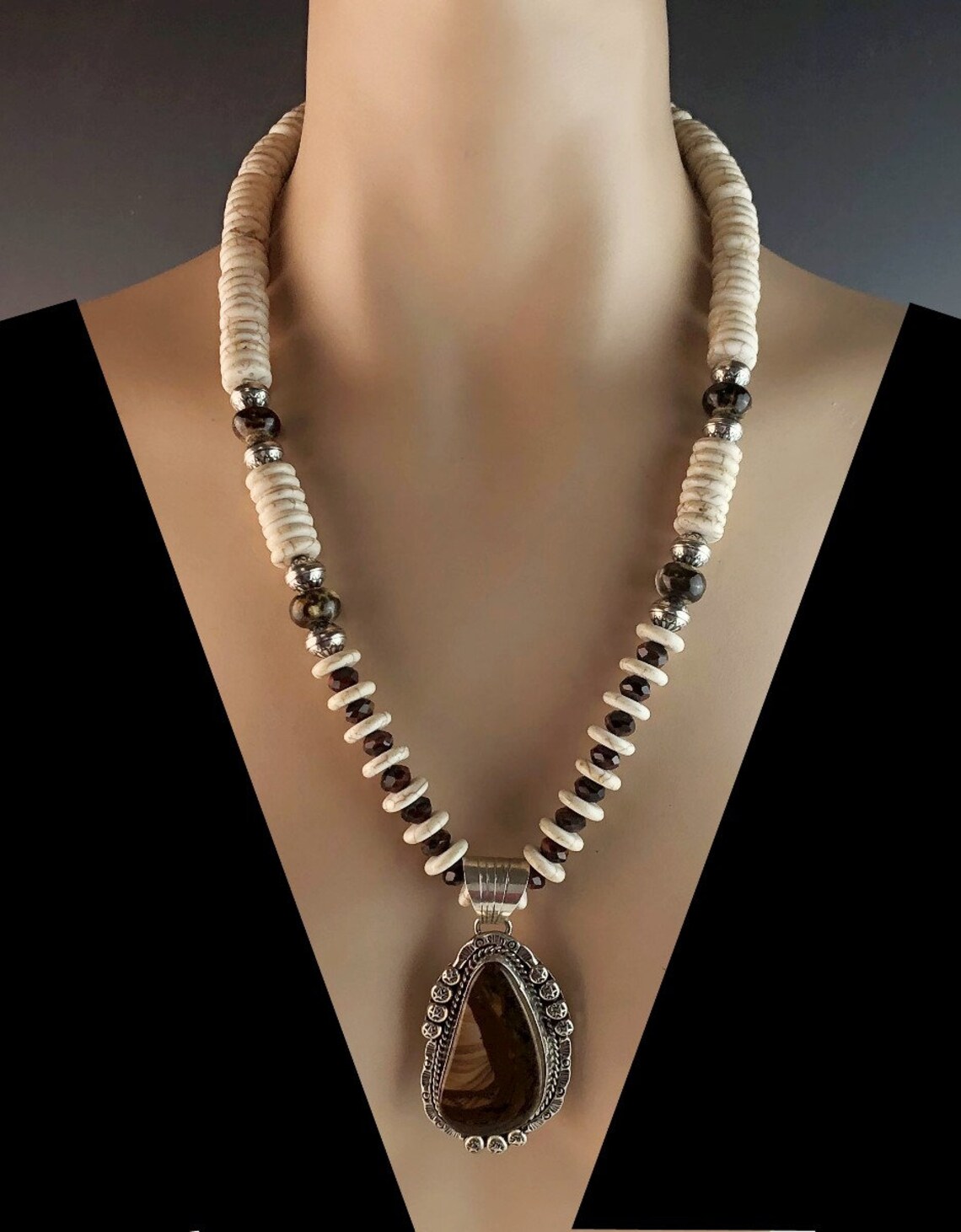 White Fox Creation: Chocolate Agate Tiger Eye and River Stone | Etsy