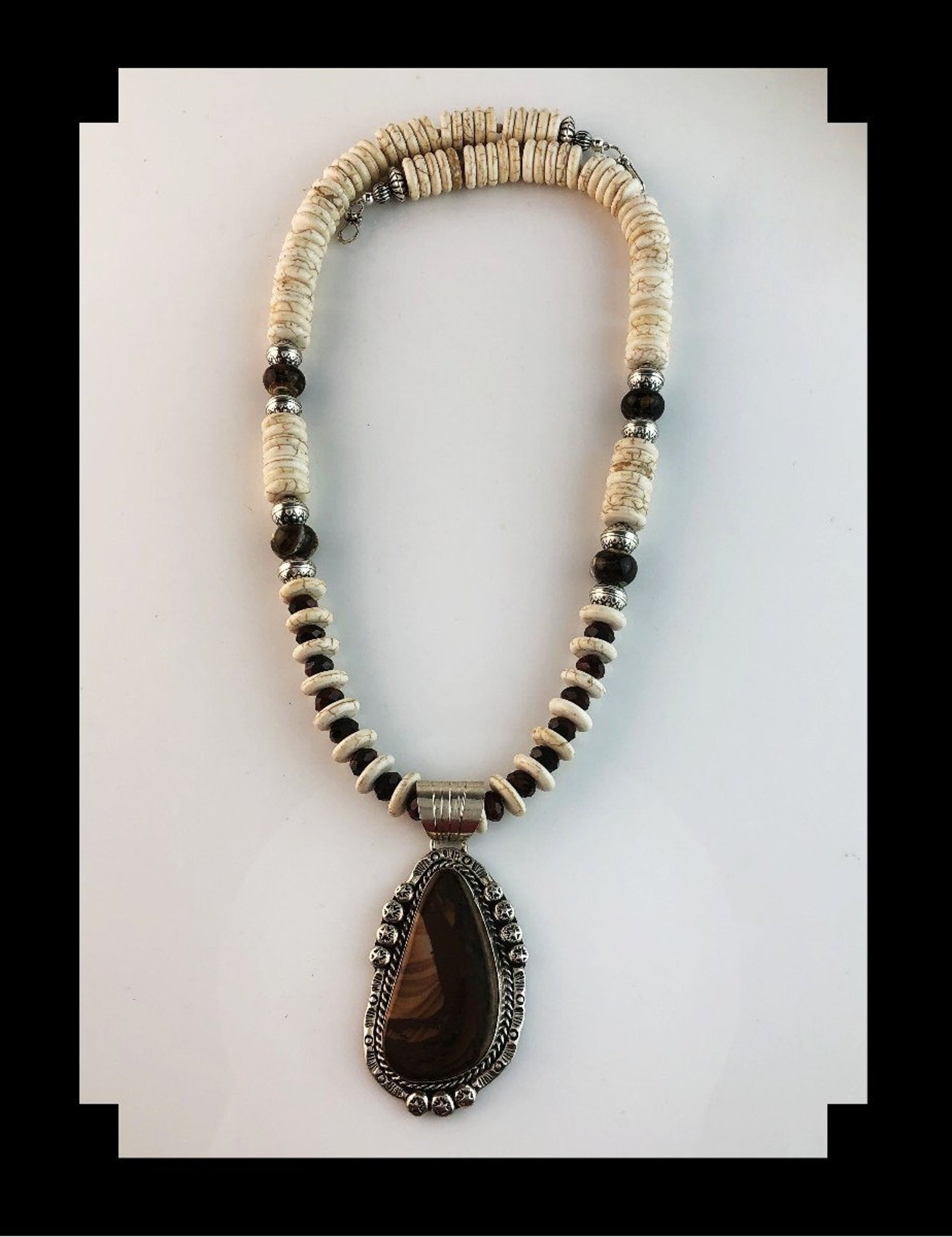 White Fox Creation: Chocolate Agate Tiger Eye and River Stone | Etsy