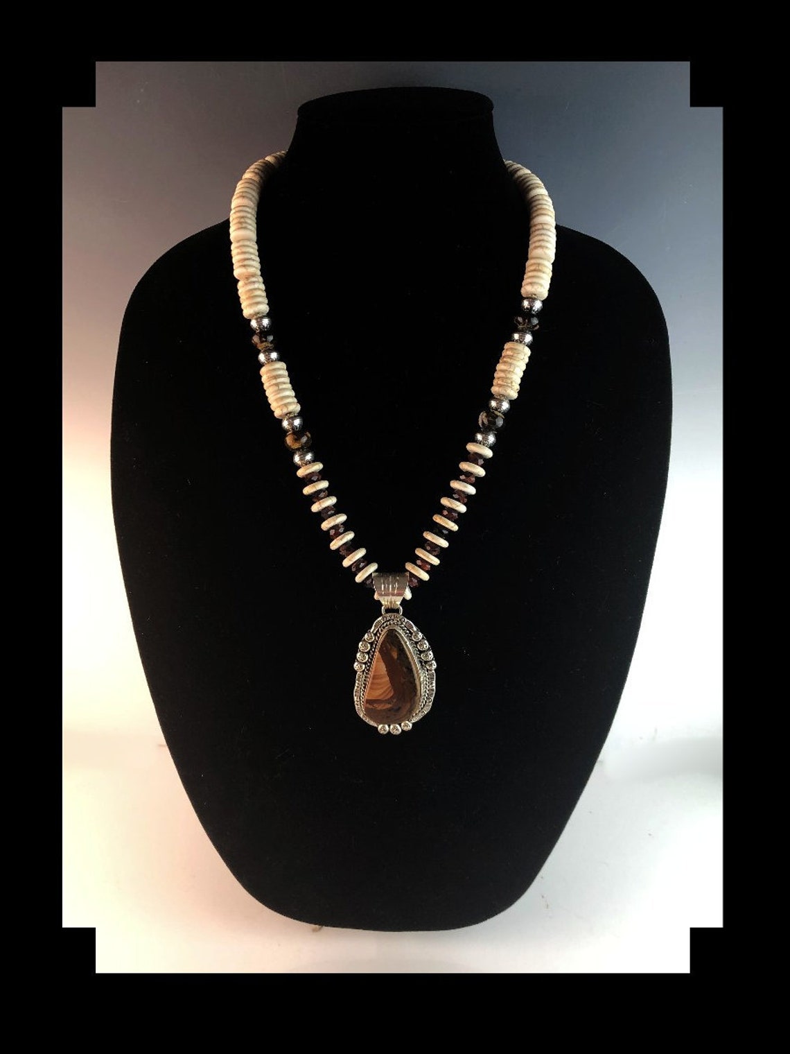 White Fox Creation: Chocolate Agate Tiger Eye and River Stone | Etsy