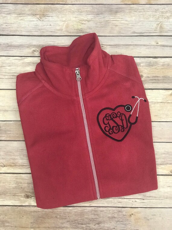 Monogrammed Stethoscope Fleece Jacket Personalized RN fleece | Etsy