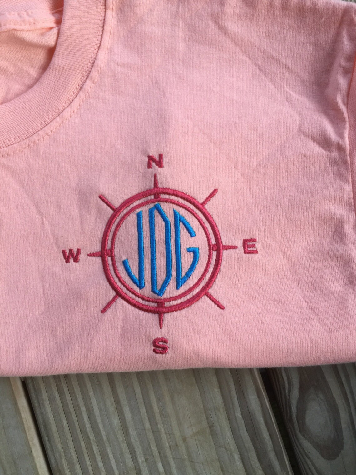 Coastal Compass Monogrammed Short Sleeve Tshirt - Etsy