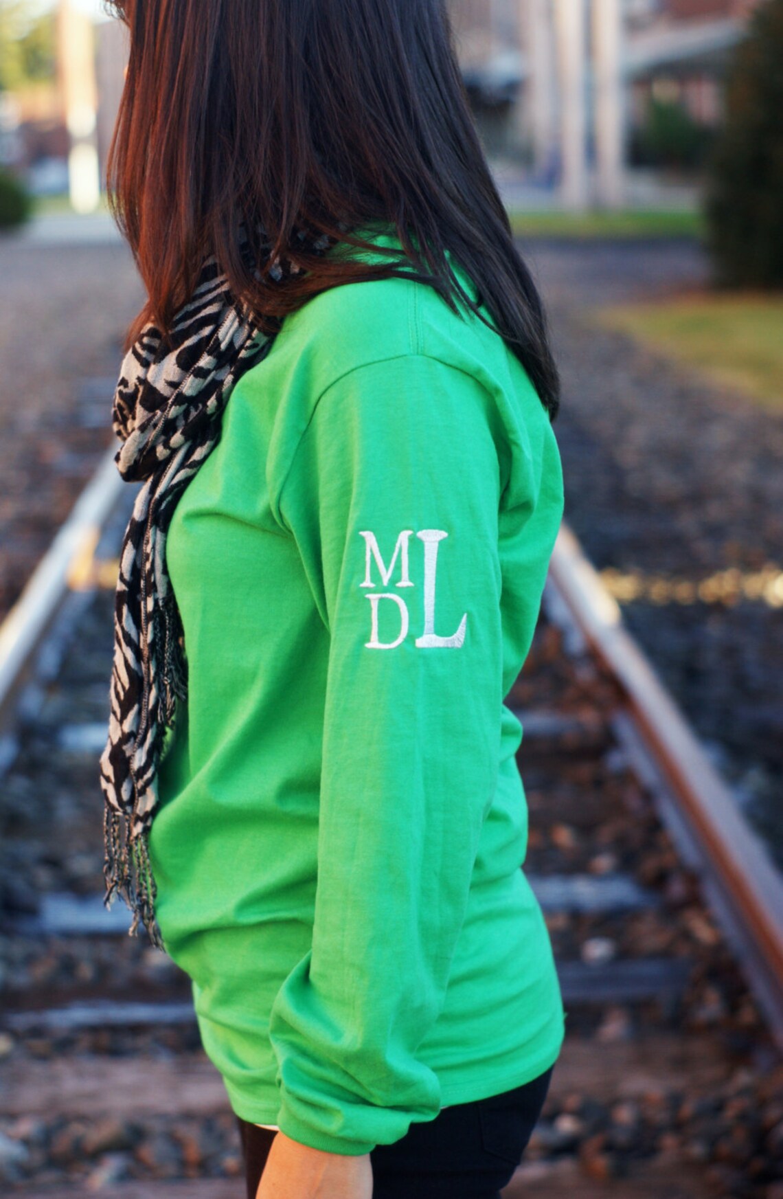 Sleeve Monogram or Left Chest Monogram Long Sleeve T-shirt - Etsy