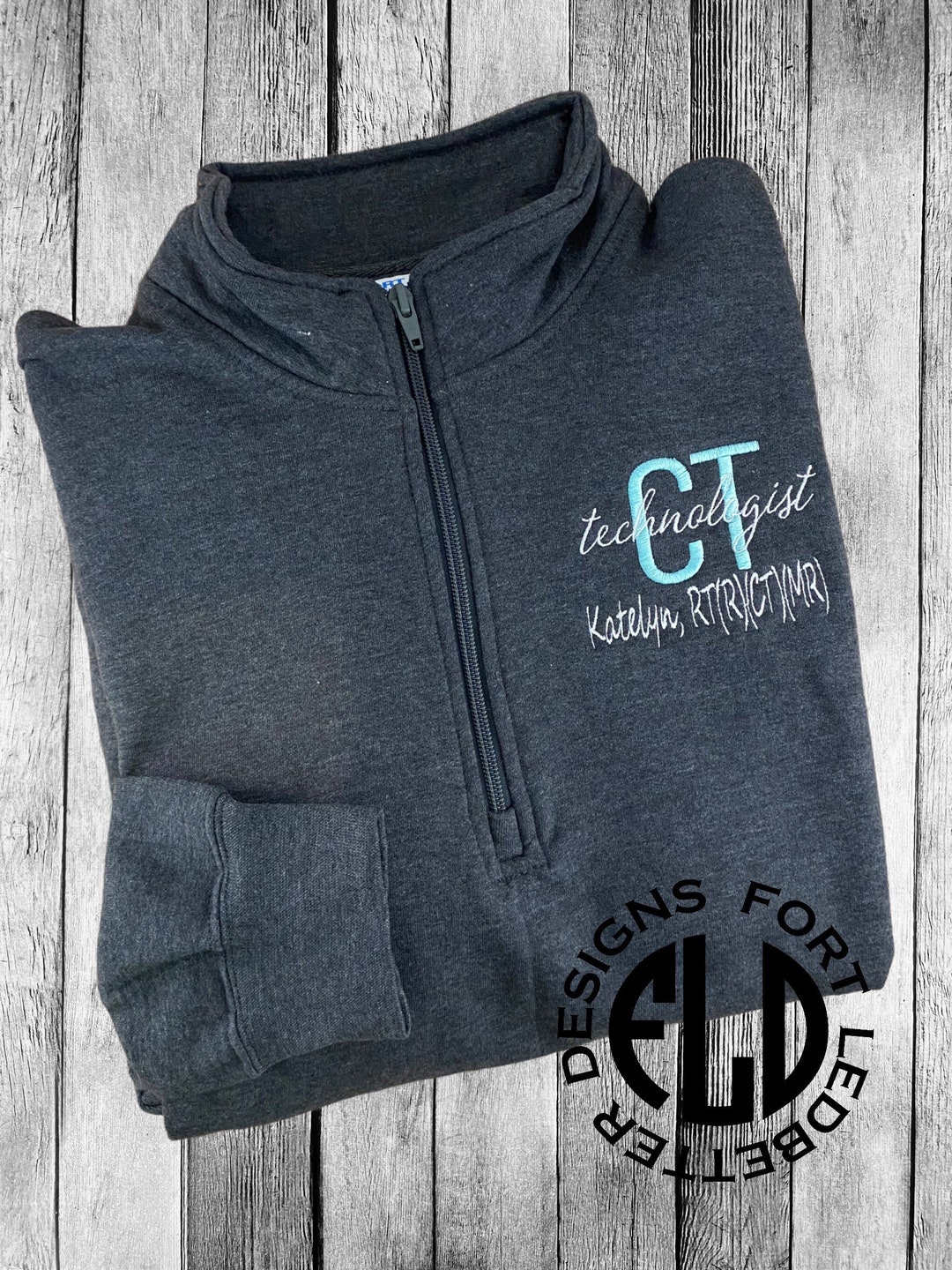 Personalized CT Tech Quarter Zip Sweatshirt, Radiology Technologist ...