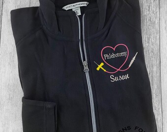 Personalized Phlebotomist Fleece Jacket, Lab Tech, Phlebotomy ...