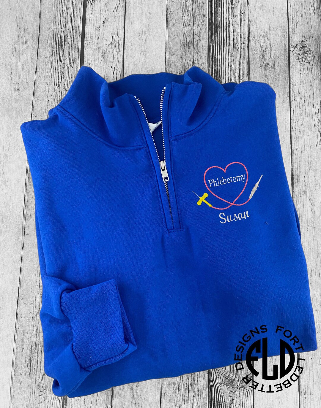 Personalized Phlebotomy Quarter Zip Sweatshirt, Lab Tech Technologist ...