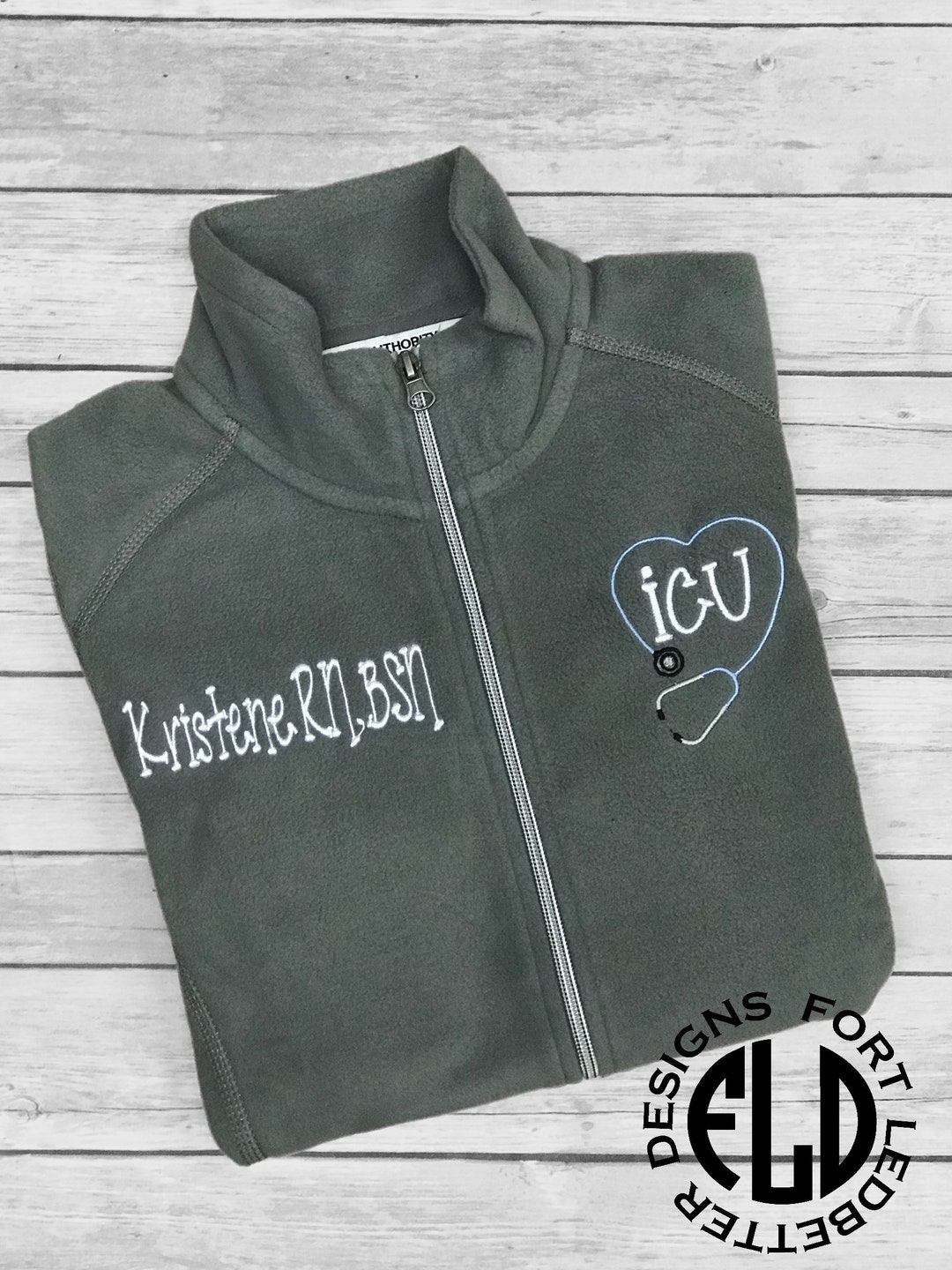 ICU Nurse Personalized Fleece Jacket, Personalized RN Fleece Jacket ...